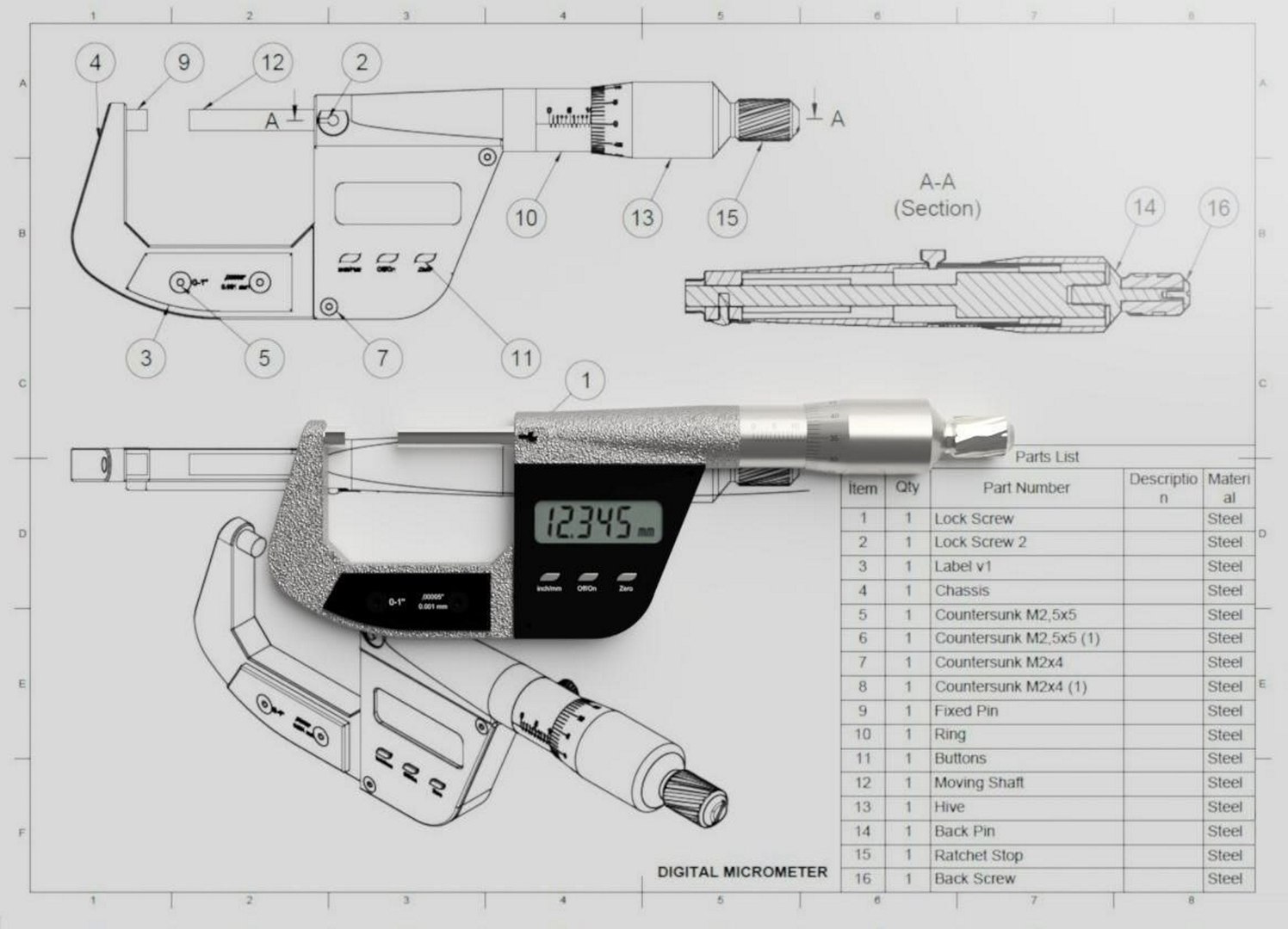 3D Digital Micrometer - TurboSquid 1497209
