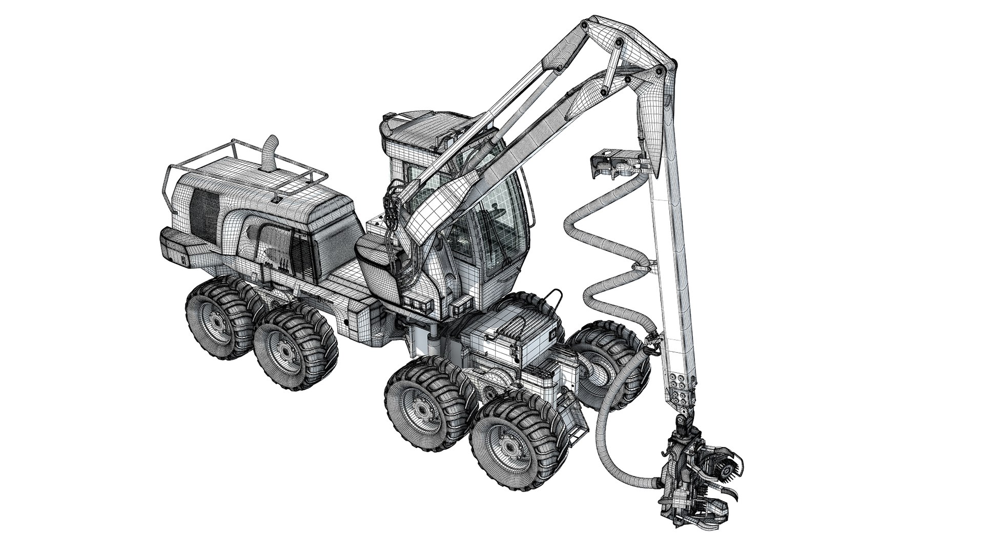 3D Forestry Wheeled Harvester - TurboSquid 2008031