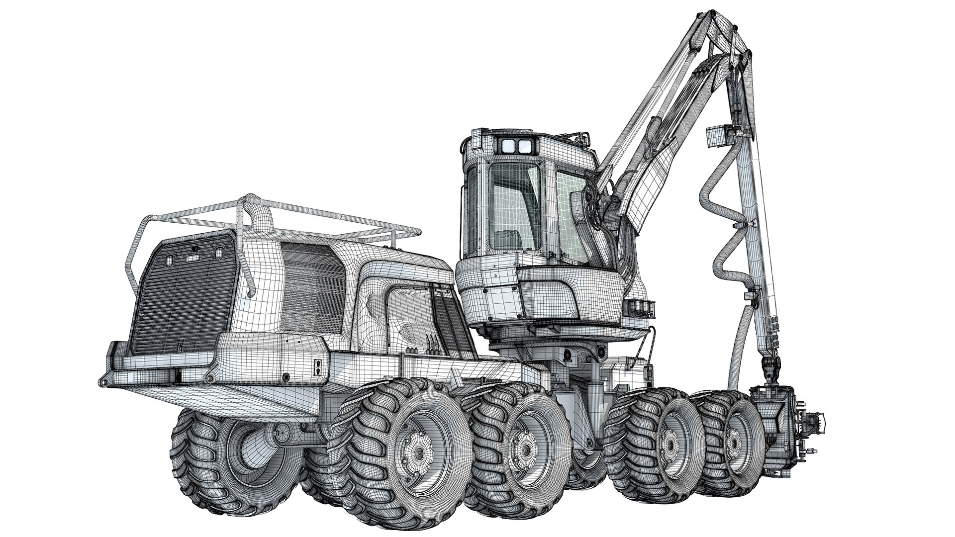 3D Forestry Wheeled Harvester - TurboSquid 2008031