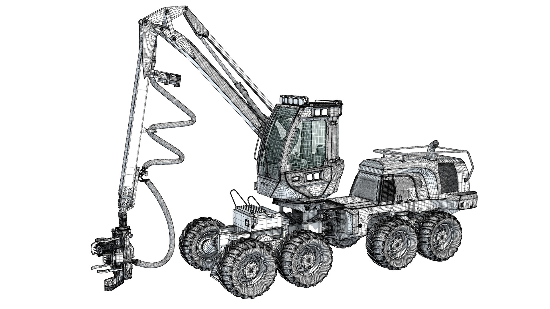 3D Forestry Wheeled Harvester - TurboSquid 2008031