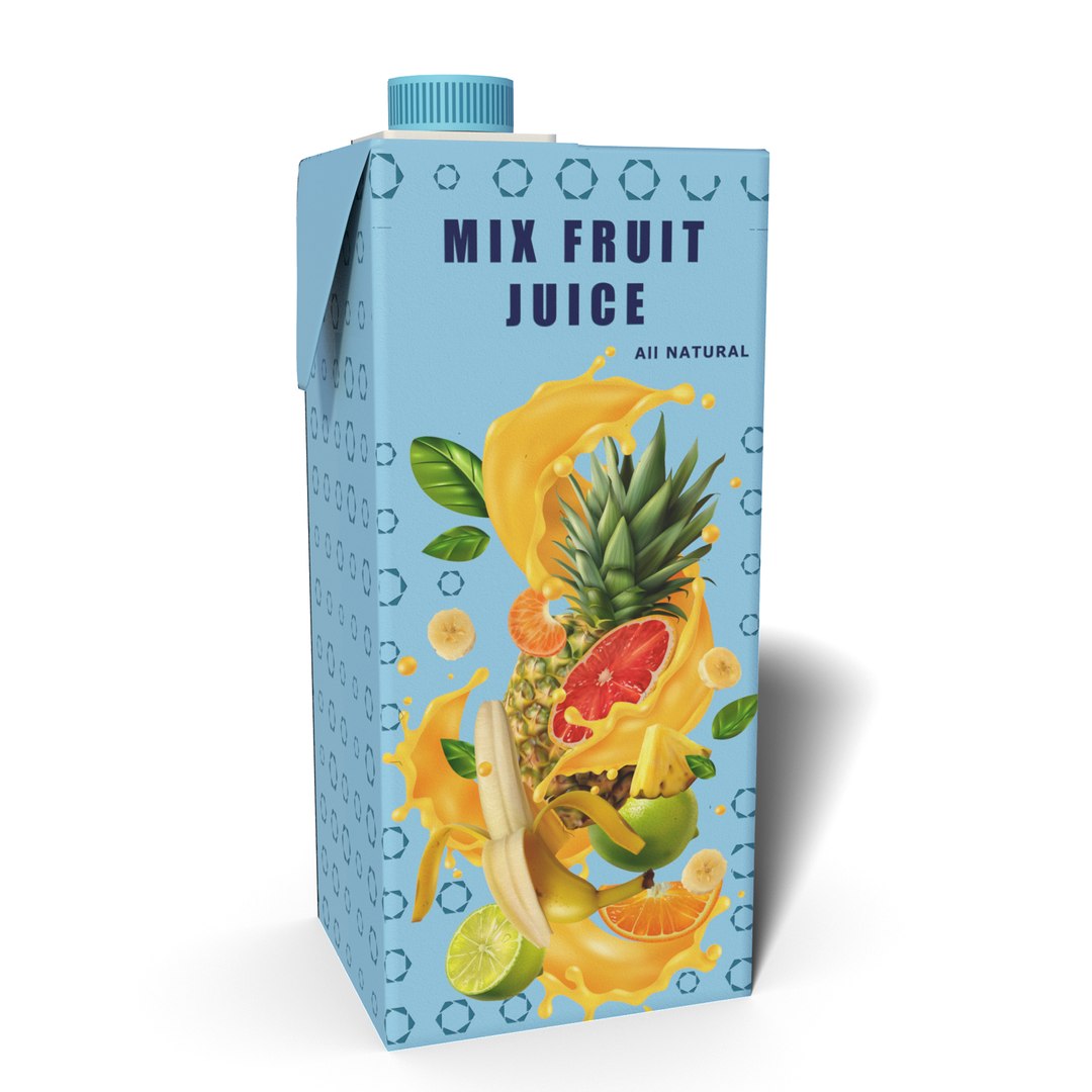3D Model Mix Fruit Juice Carton - TurboSquid 2090354