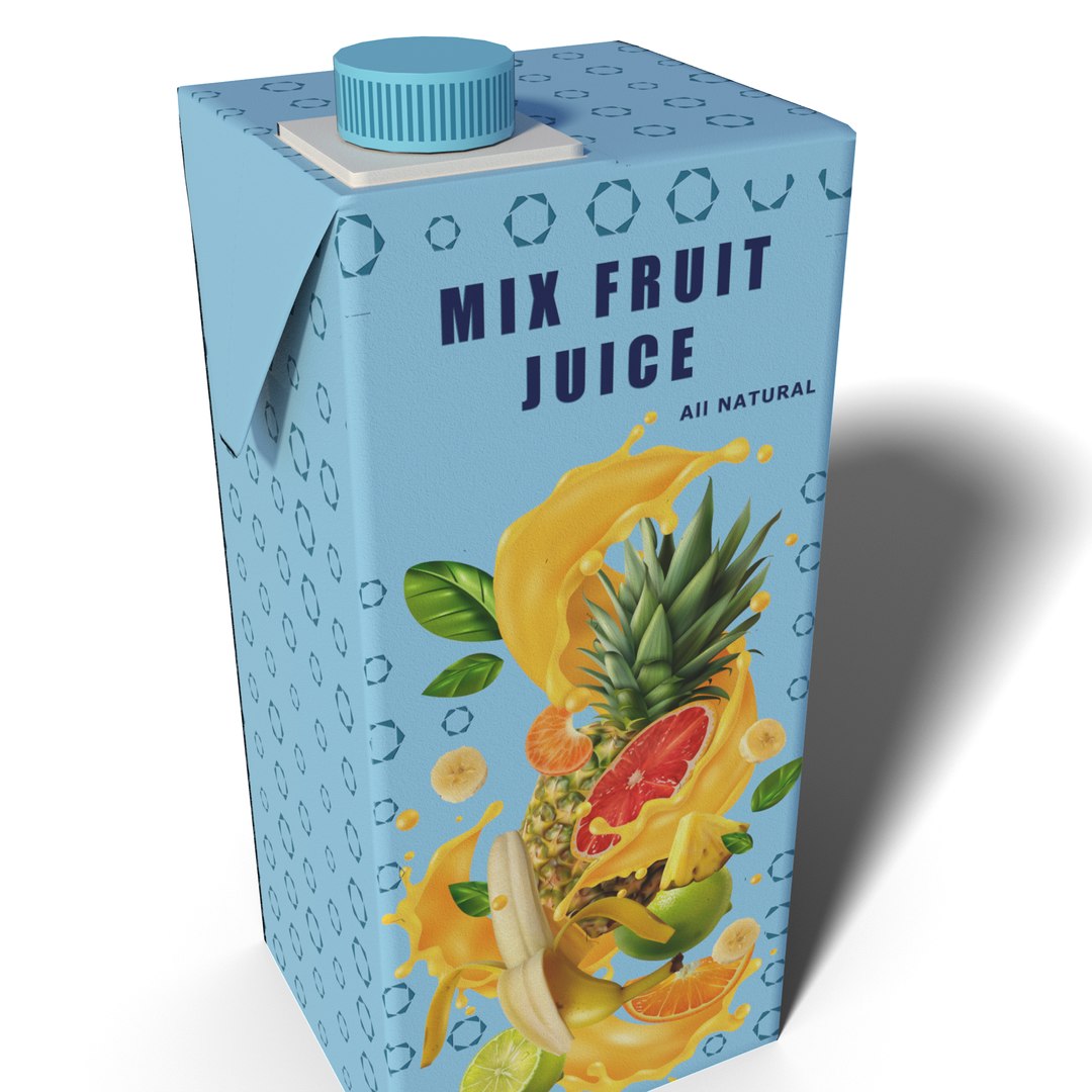 3D Model Mix Fruit Juice Carton - TurboSquid 2090354