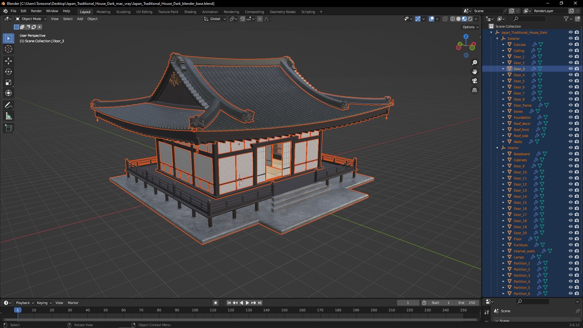 Japan Traditional House Dark 3D Model - TurboSquid 2279665
