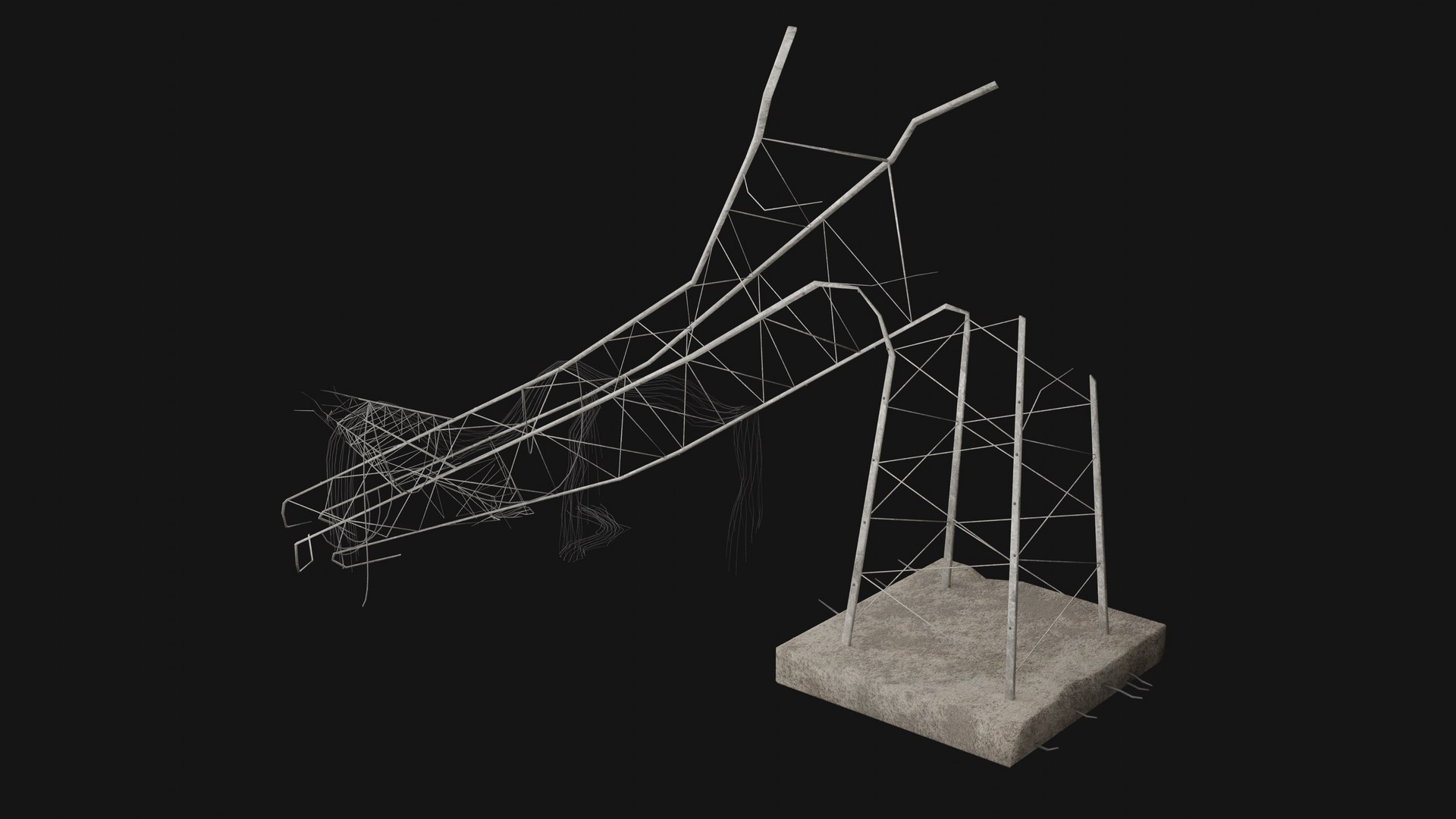 POST APO HIGH VOLTAGE TOWERS MAST RUINED CONSTRUCTION COLLECTION 3D ...