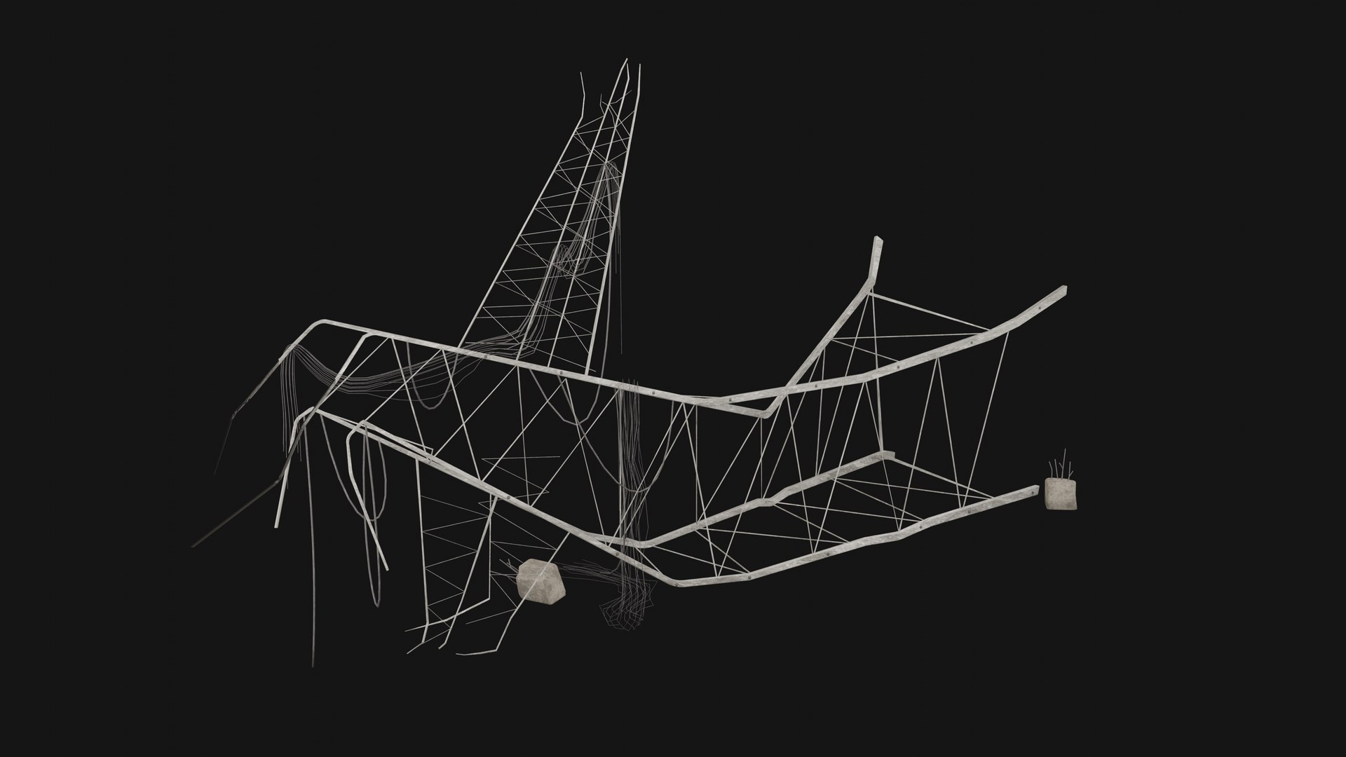 POST APO HIGH VOLTAGE TOWERS MAST RUINED CONSTRUCTION COLLECTION 3D ...