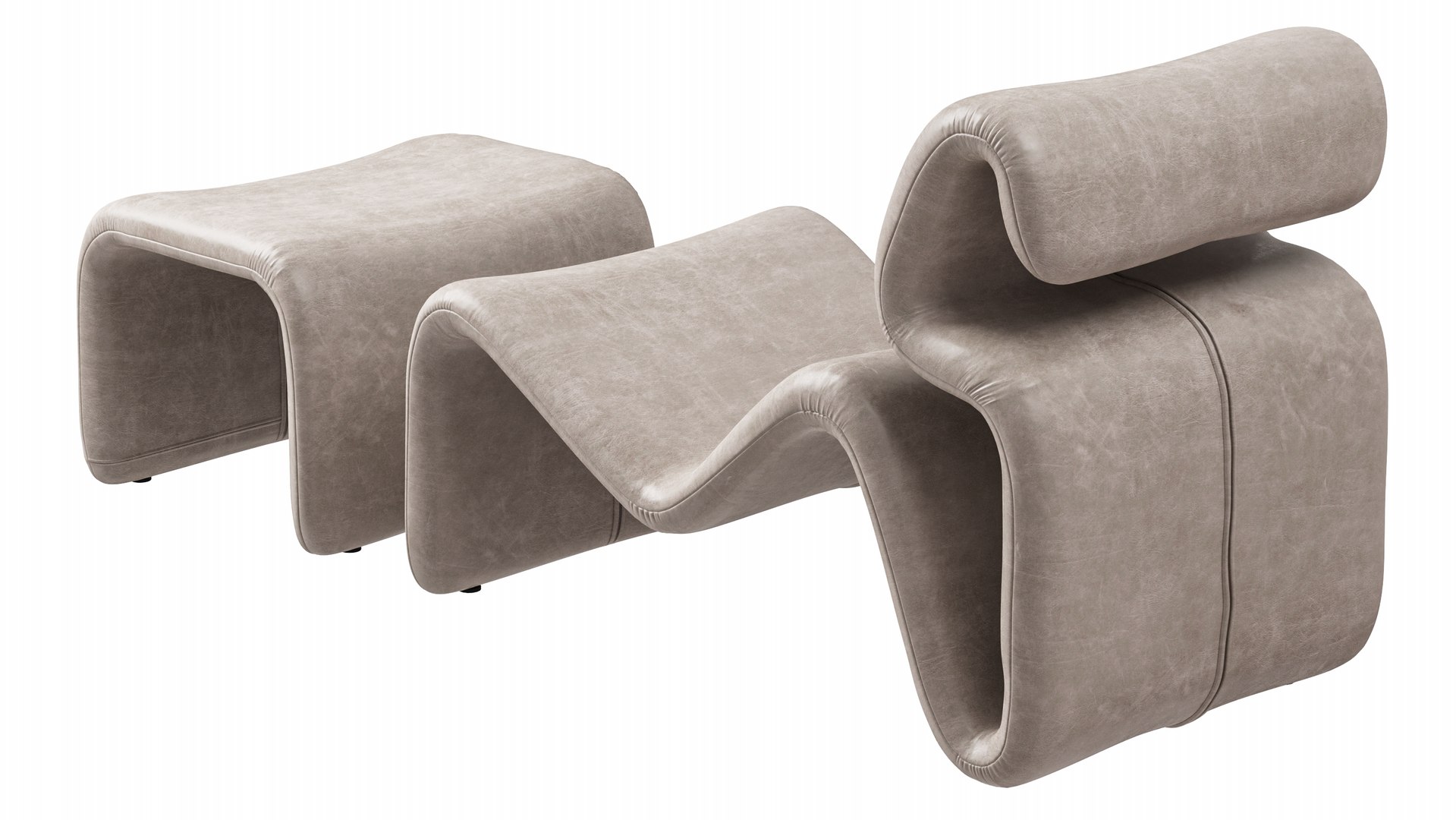 Artilleriet - Etcetera Leather Lounge Chair And Footstool 3D ...