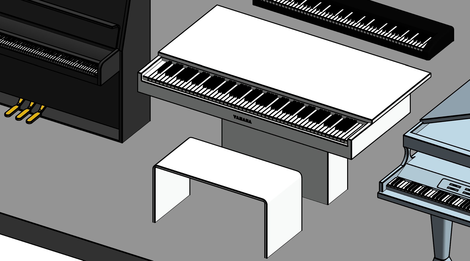 3D Piano Revit Family Revit Model - TurboSquid 2280006