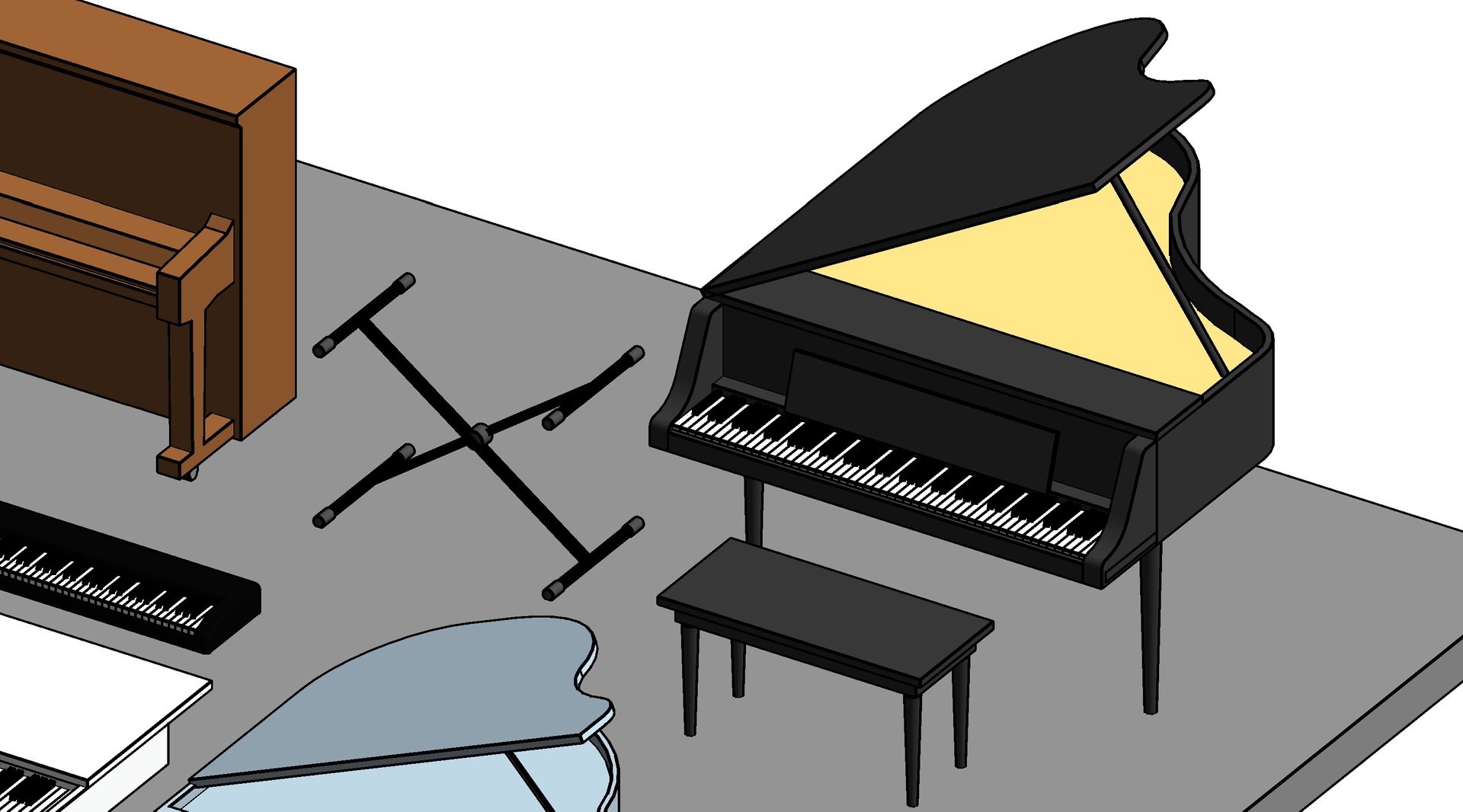 3D Piano Revit Family Revit Model - TurboSquid 2280006
