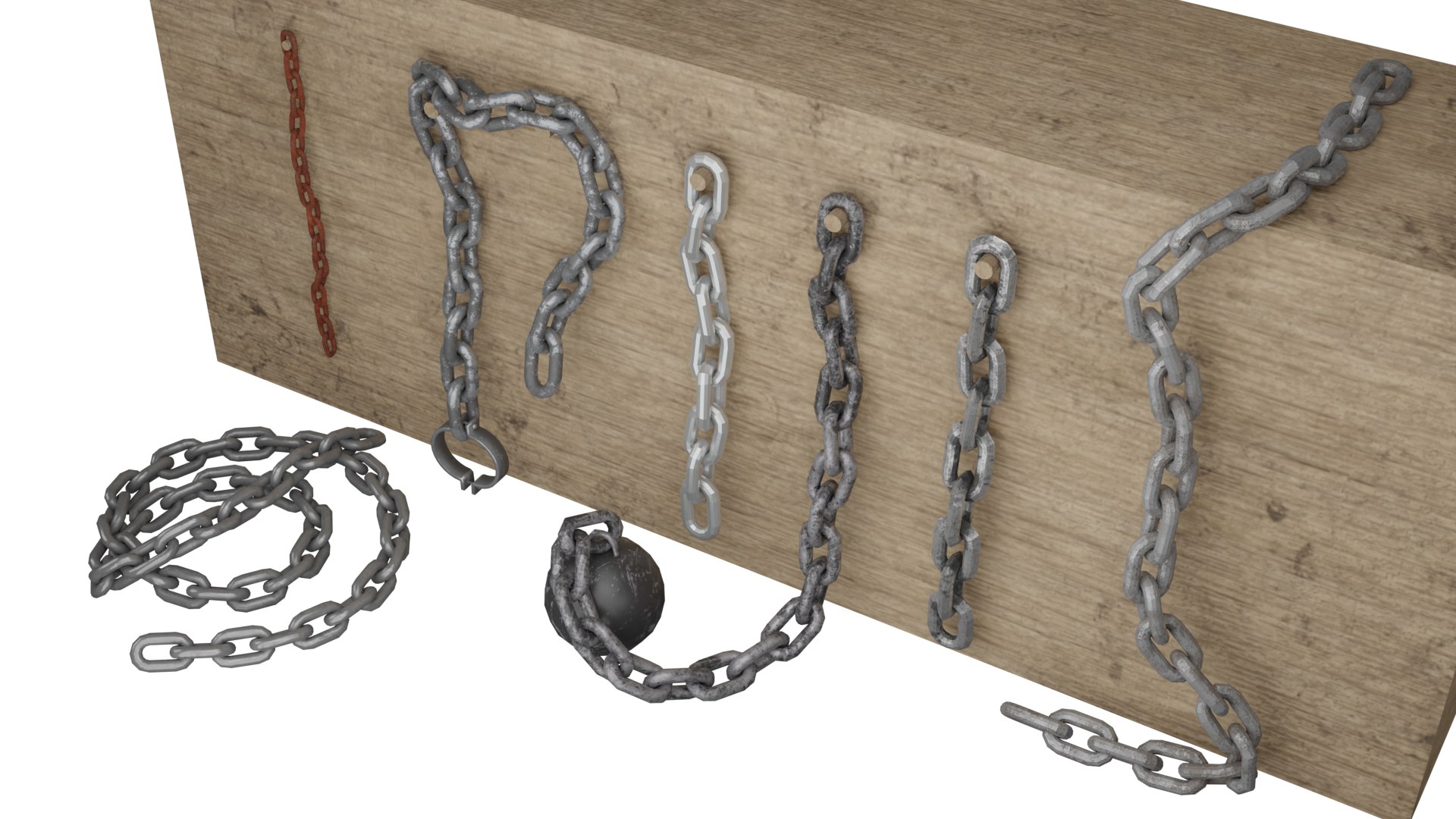 Pack Of 7 Realistic Chains 3D - TurboSquid 2112085