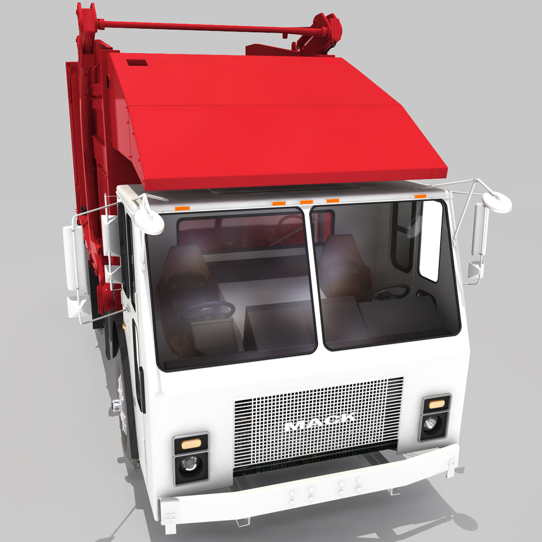 3d model realistic garbage truck 2