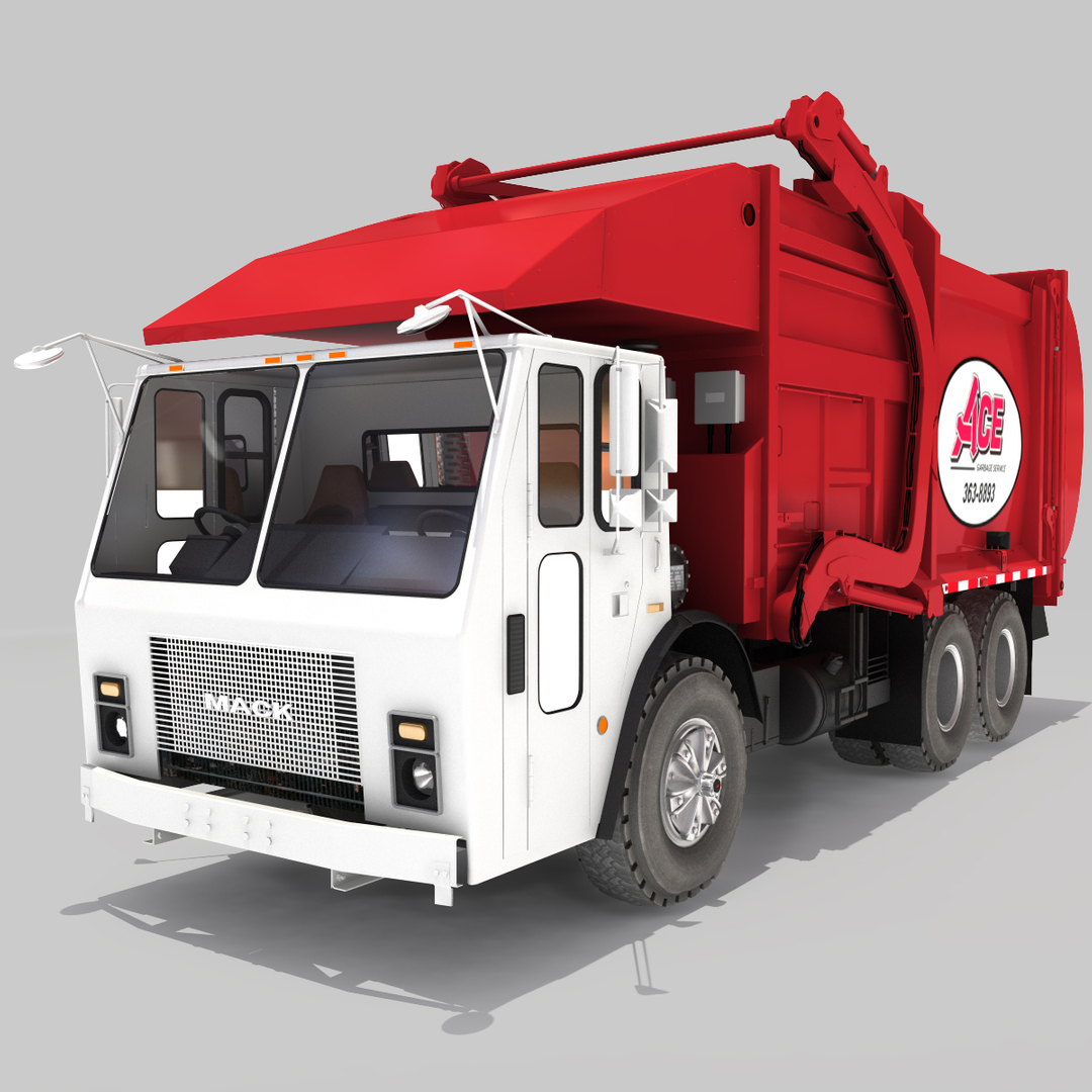 3d model realistic garbage truck 2