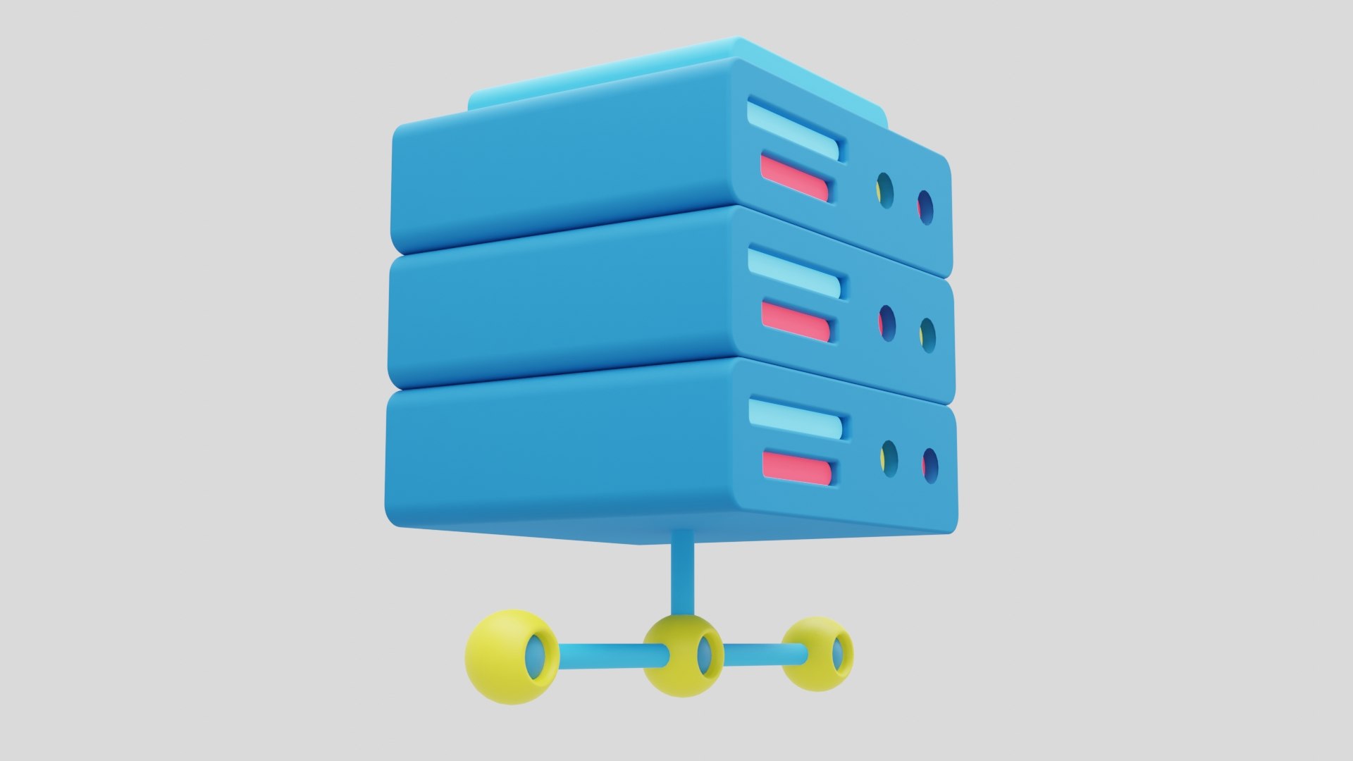 Computer Network Server 3d Icon Represented With Several Connected ...