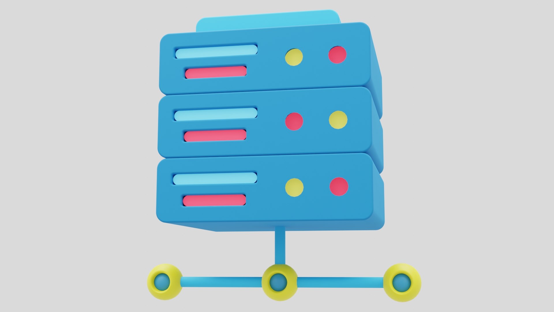 Computer Network Server 3d Icon Represented With Several Connected ...