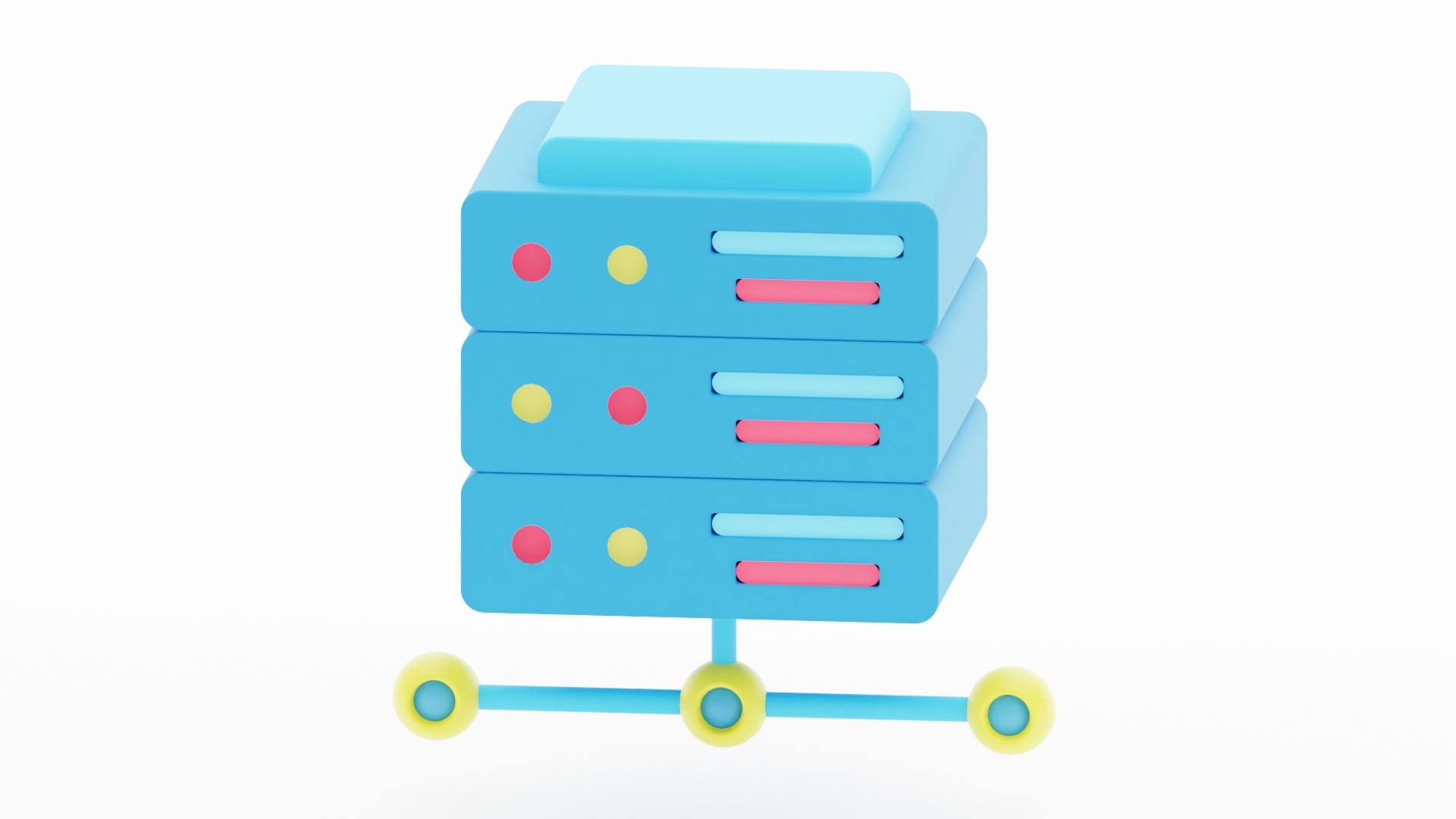 Computer Network Server 3d Icon Represented With Several Connected ...