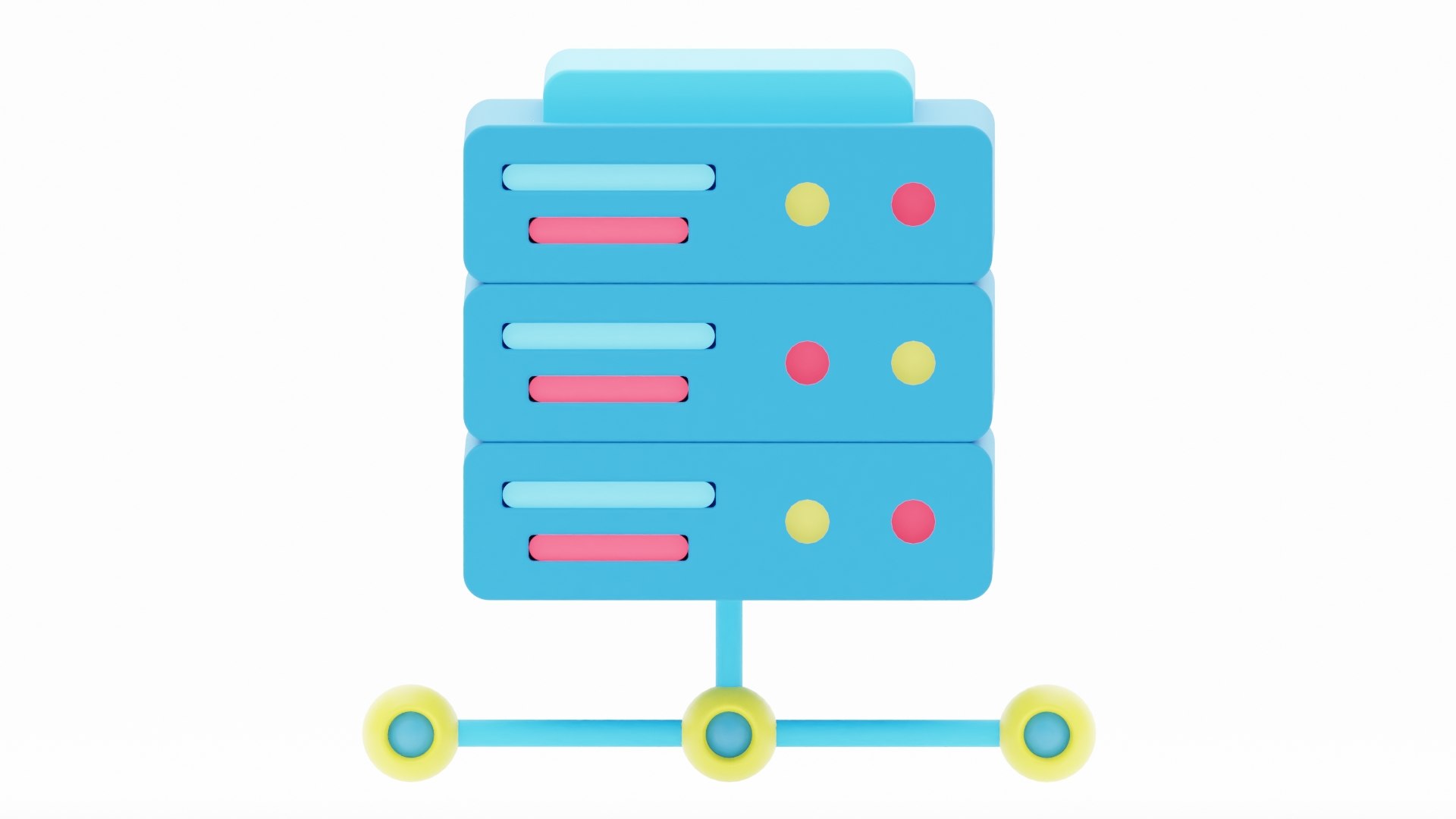 Computer Network Server 3d Icon Represented With Several Connected ...