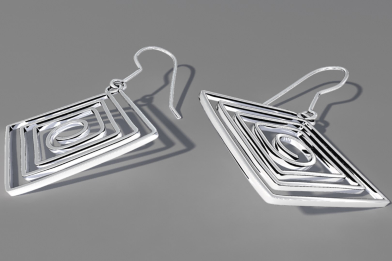 3d Model Silver Earrings