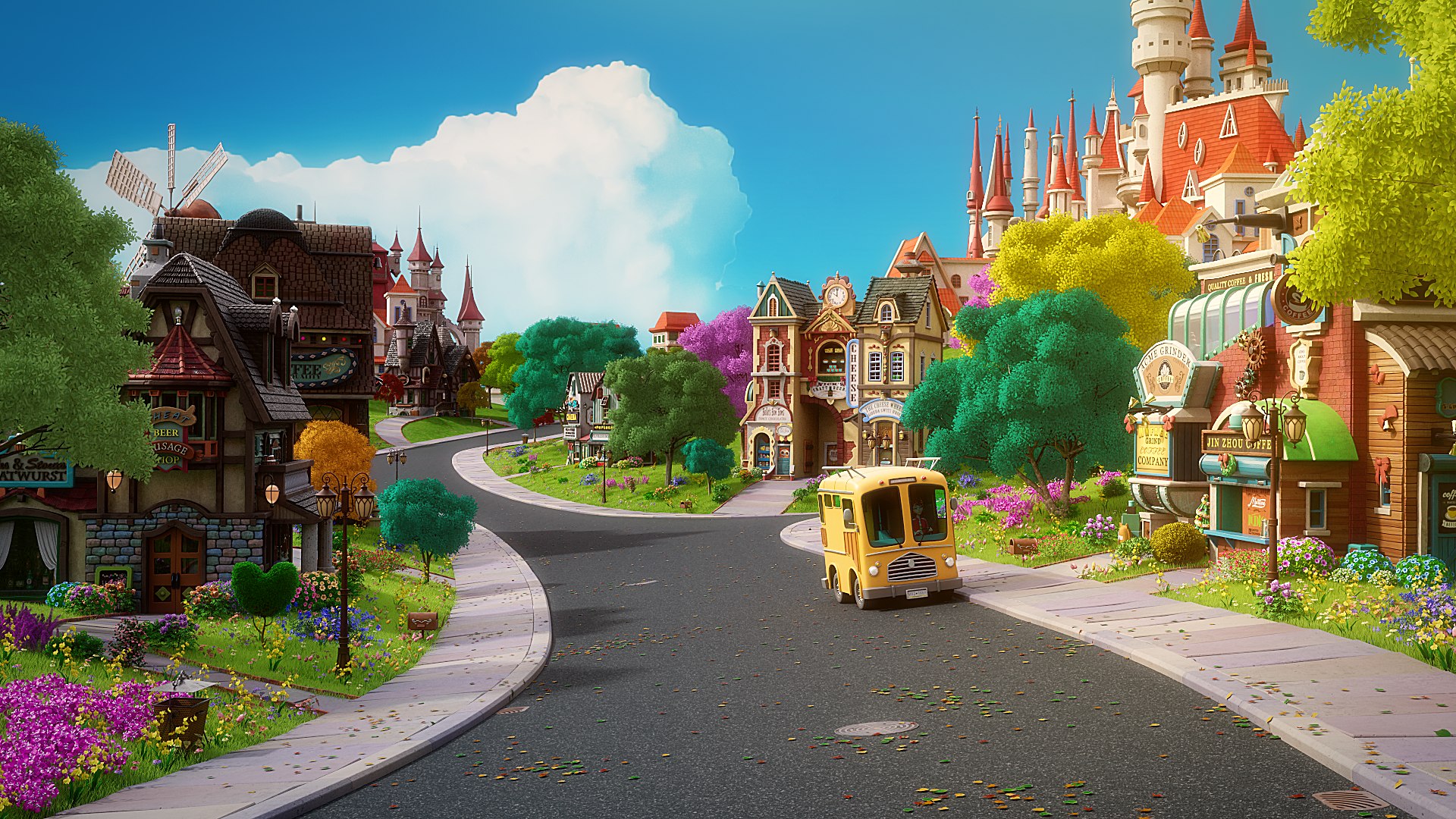 Cartoon Town City Home Exterior Scene 3D Model - TurboSquid 2173249