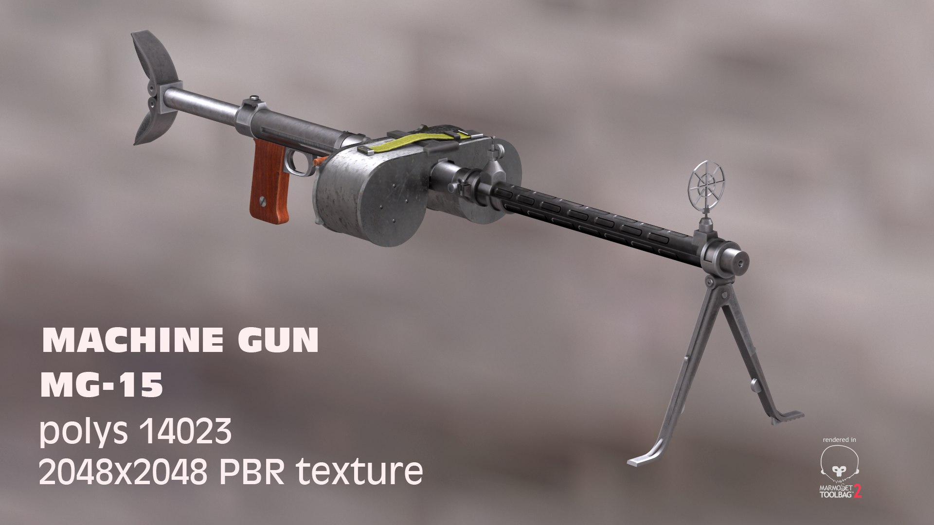 Machine Gun MG-15 3D - TurboSquid 1744301