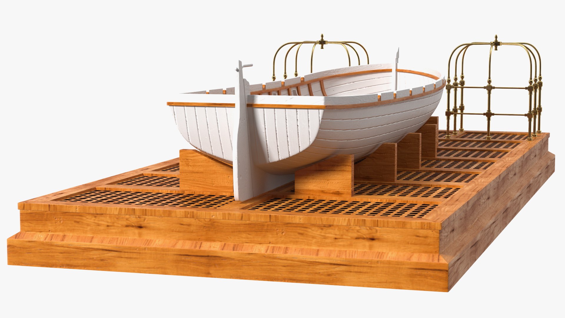 3D Model Old Wooden Boat On Deck - TurboSquid 1863169
