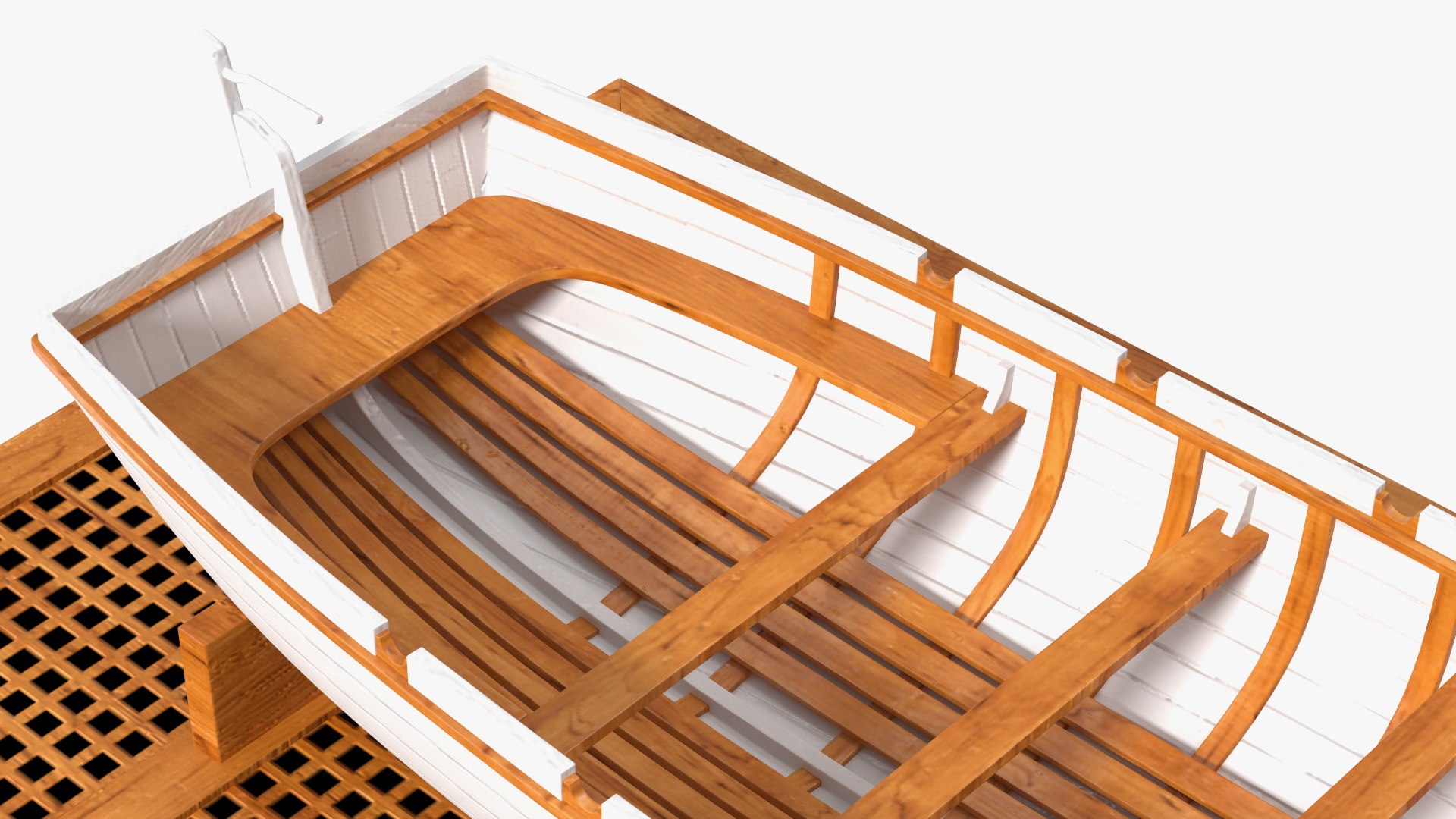 3D Model Old Wooden Boat On Deck - TurboSquid 1863169