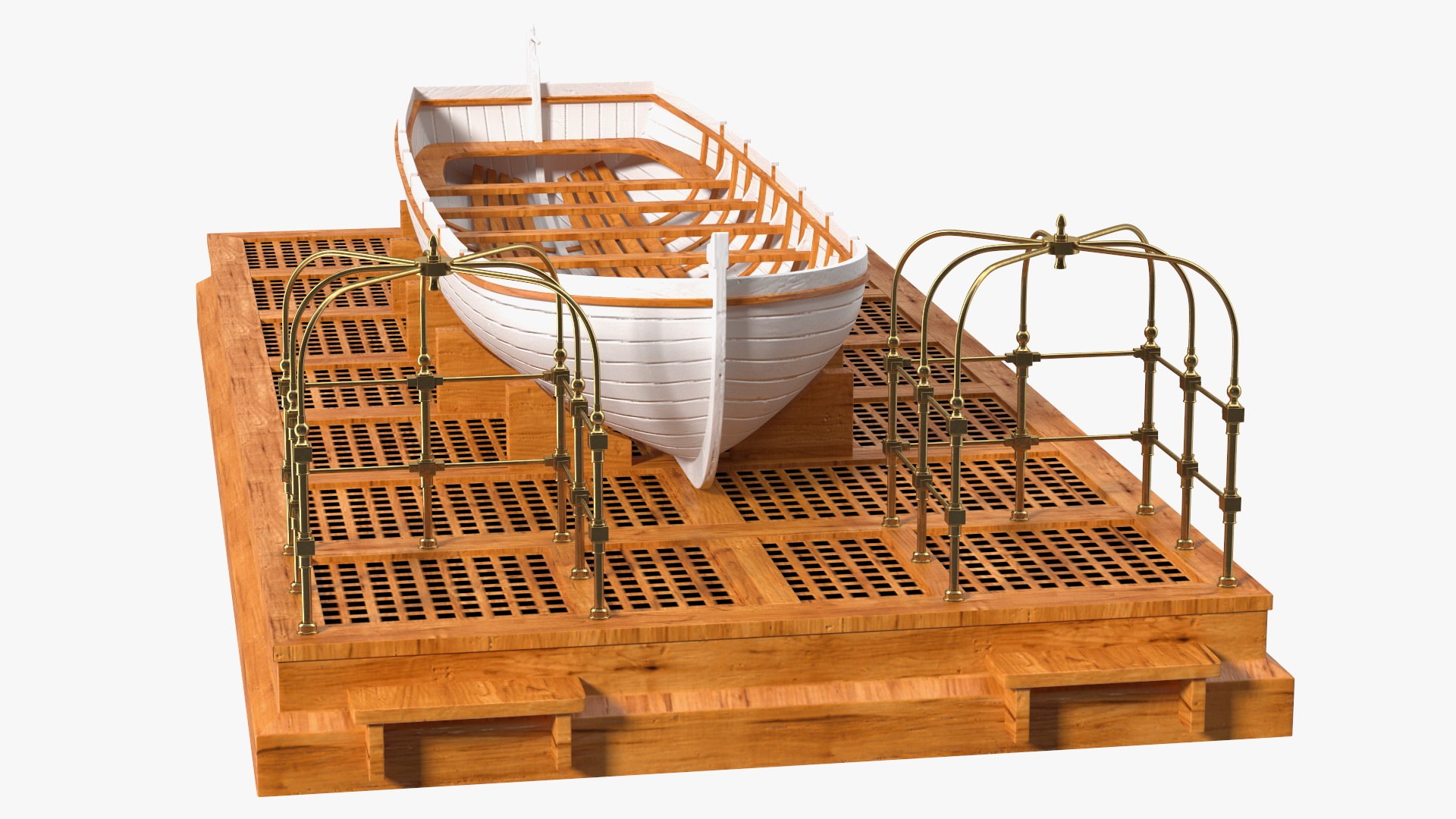 3D Model Old Wooden Boat On Deck - TurboSquid 1863169