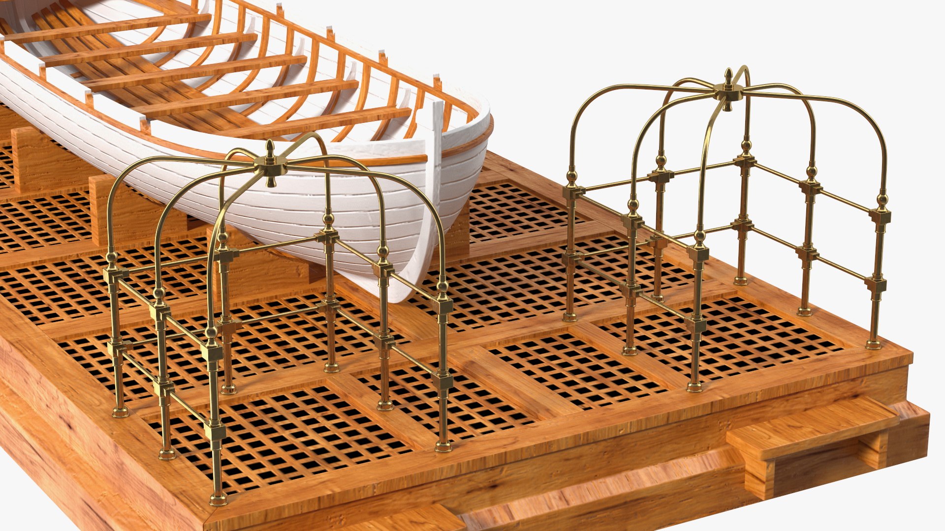 3D Model Old Wooden Boat On Deck - TurboSquid 1863169