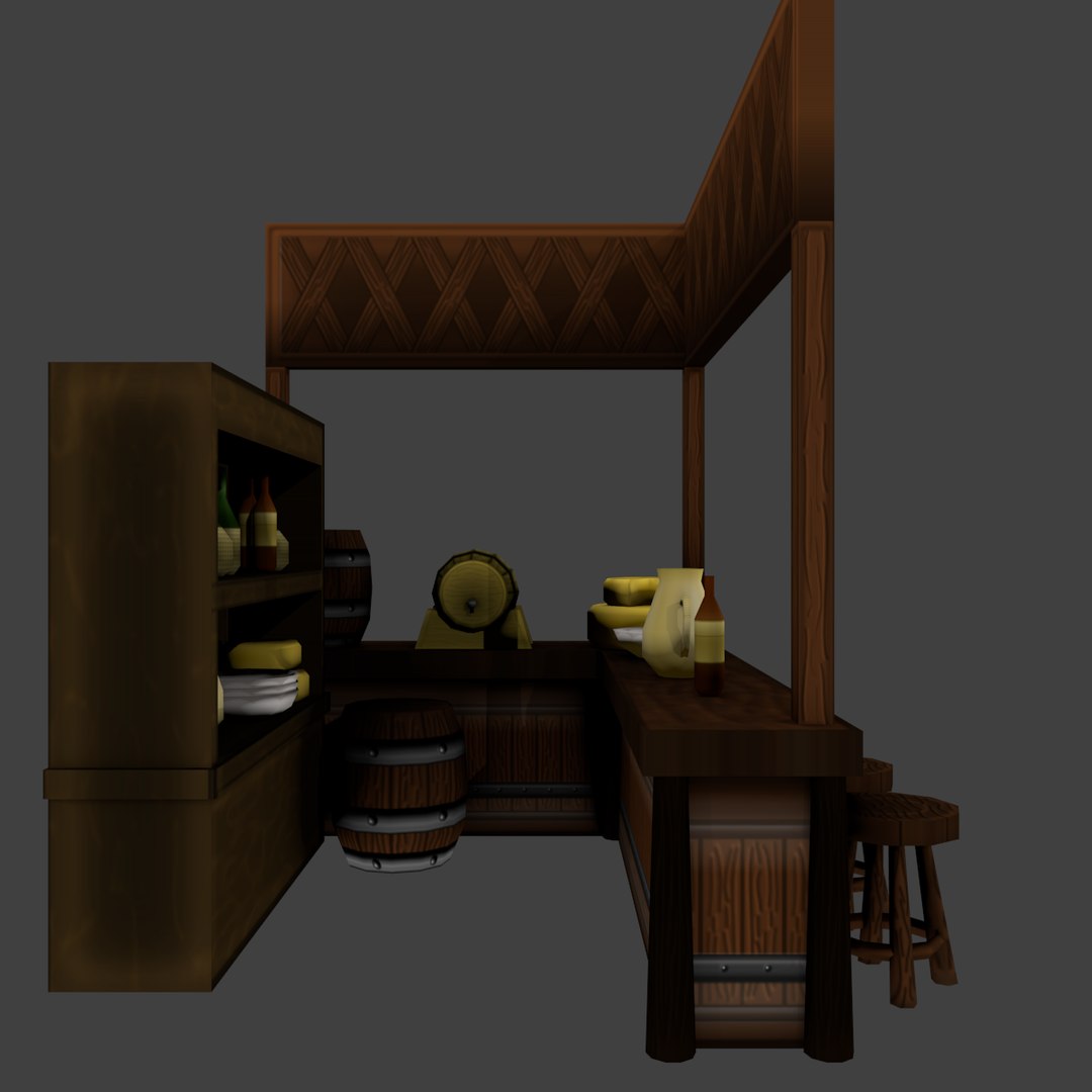 obj medieval tavern balcony