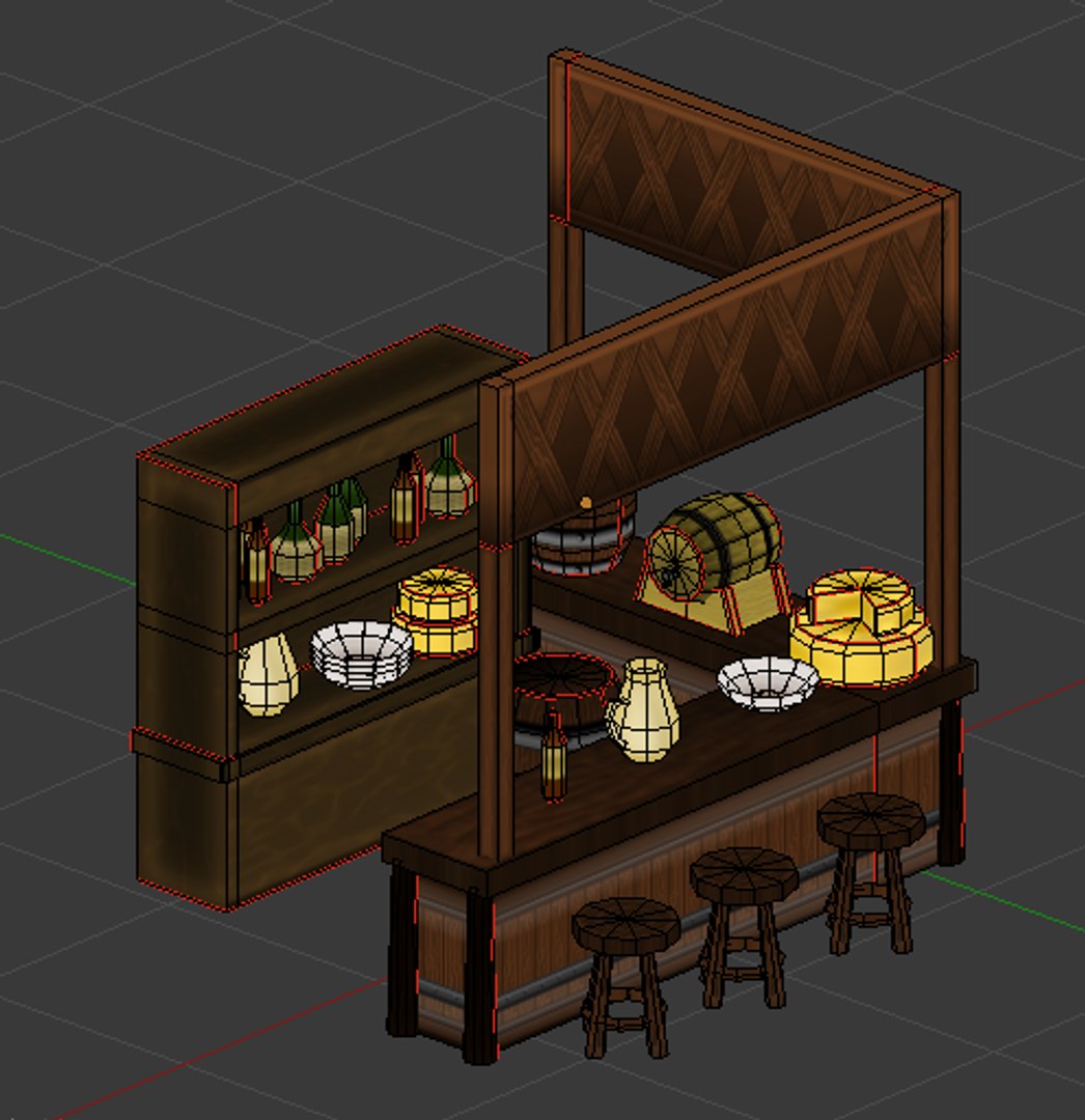 obj medieval tavern balcony