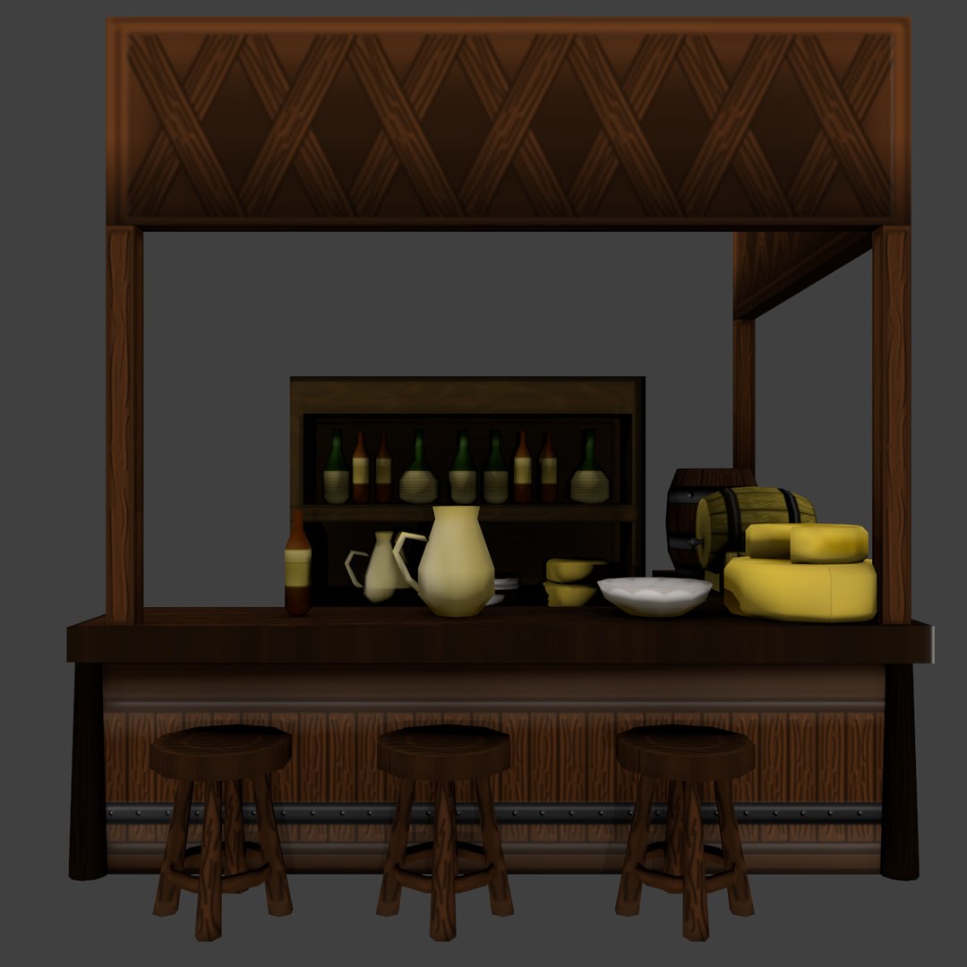 obj medieval tavern balcony