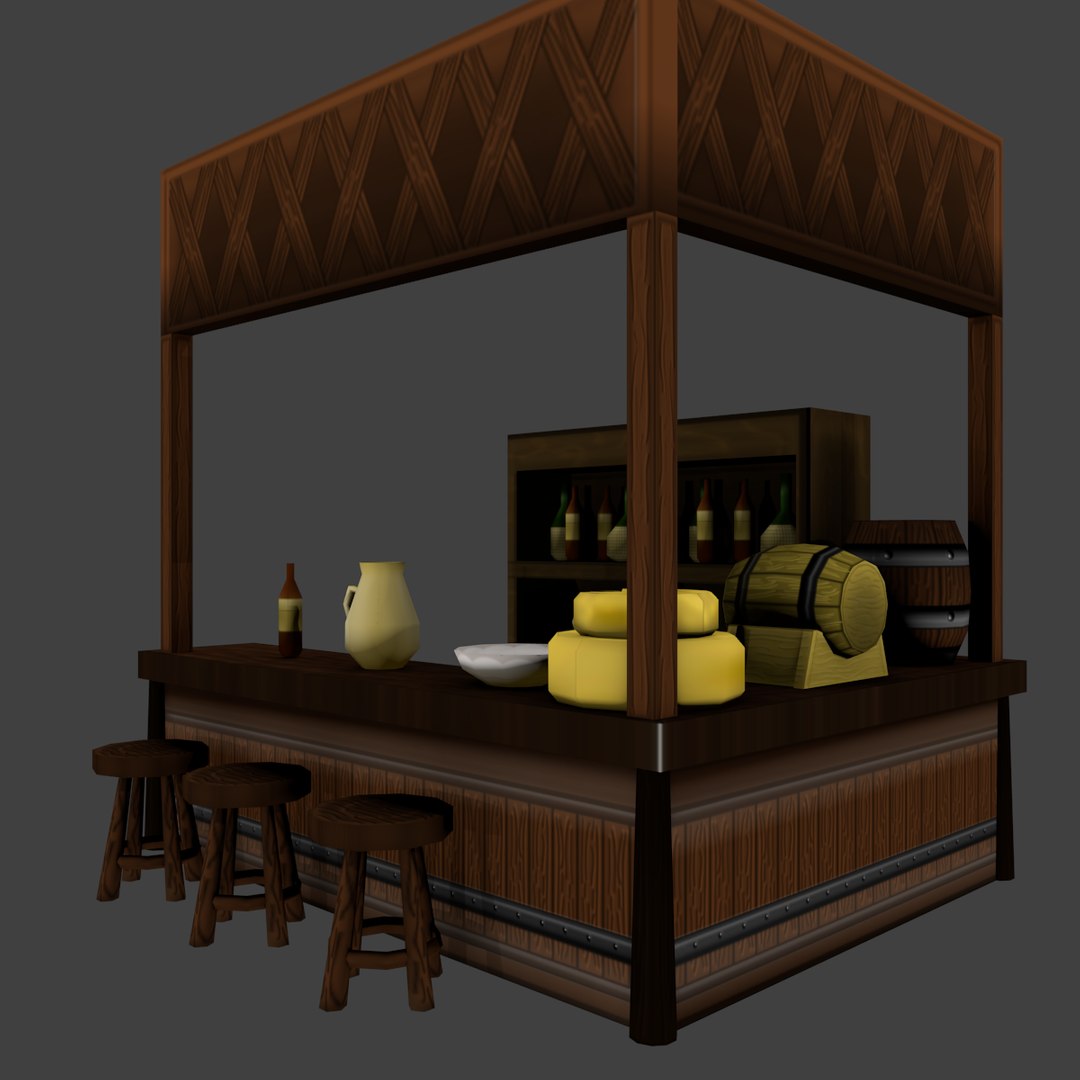 obj medieval tavern balcony
