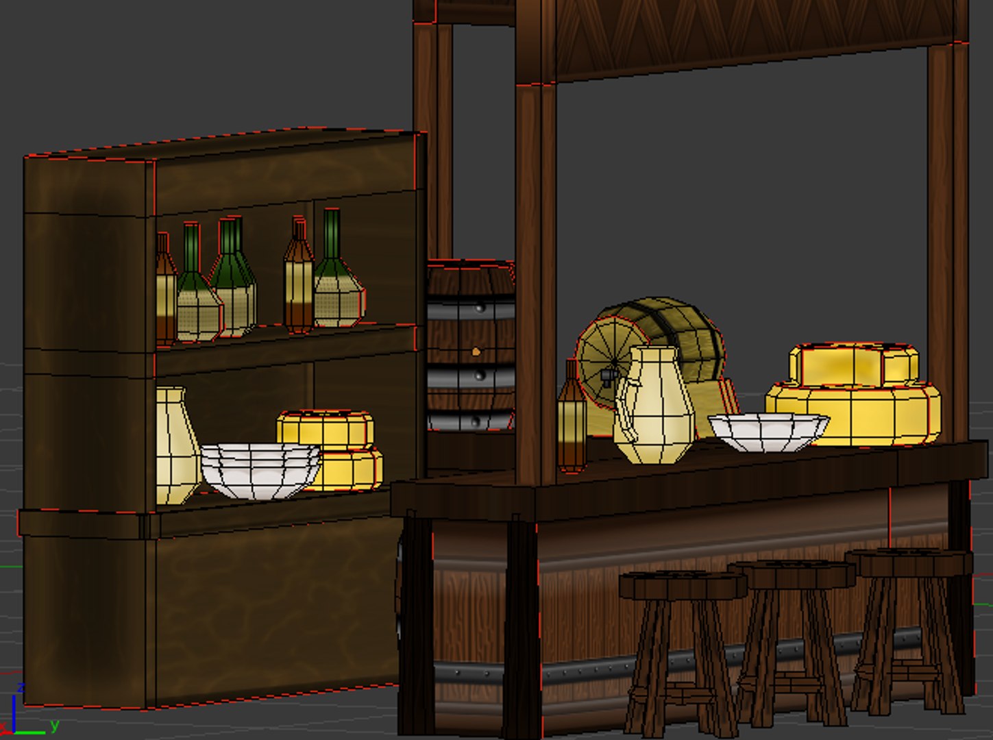 obj medieval tavern balcony