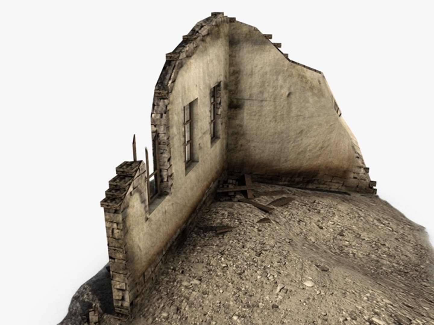 3d model of ruins games uv