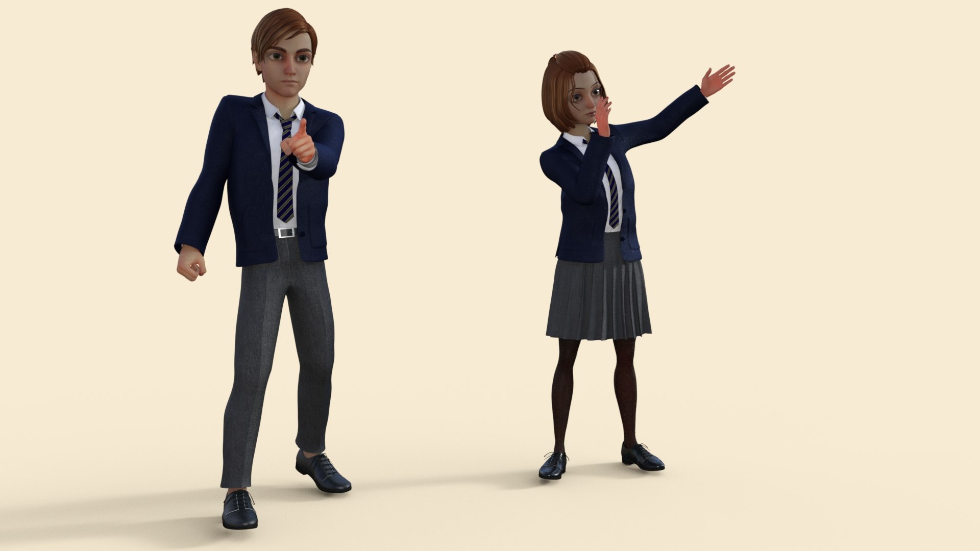 3D High School Student Girl And Boy Model - TurboSquid 2097669