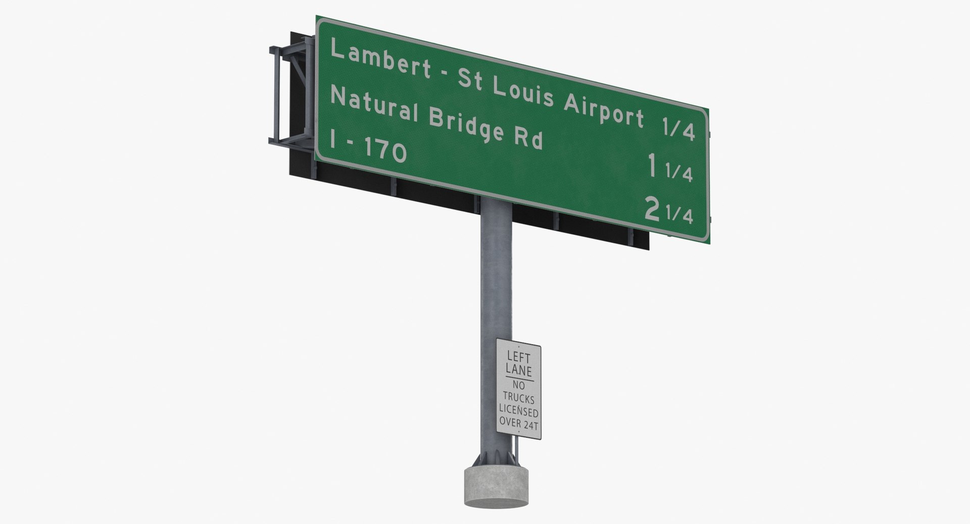 Green Direction Highway Signs 04 Blank and Labeled 3D model ...