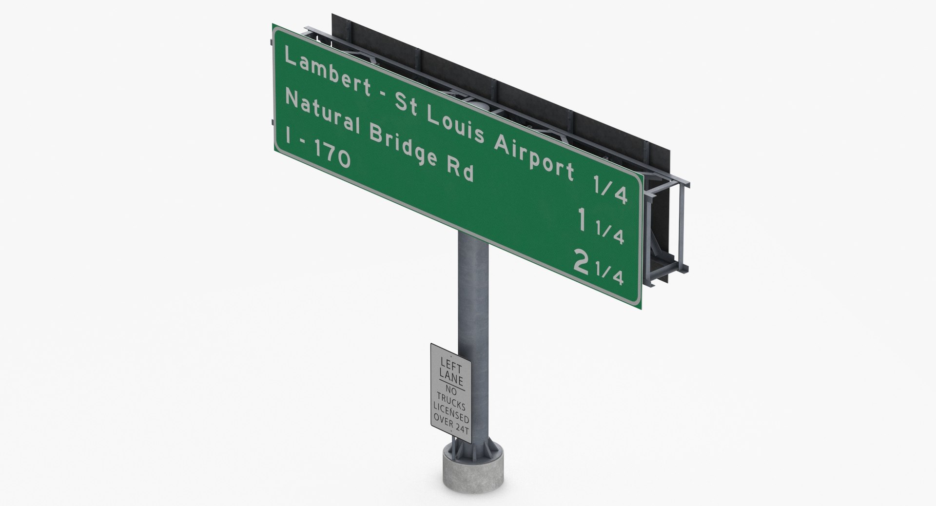 Green Direction Highway Signs 04 Blank and Labeled 3D model ...