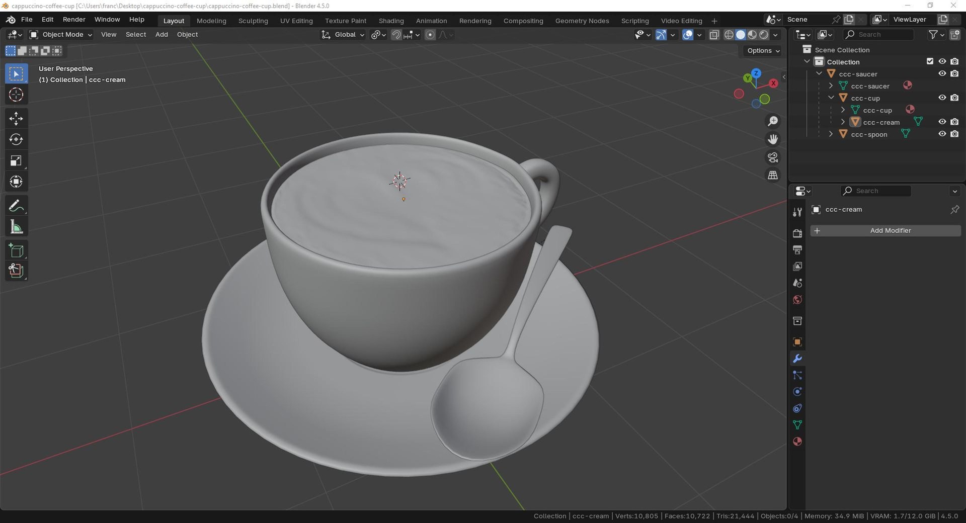 Cappuccino Coffee Cup Model - TurboSquid 2518606