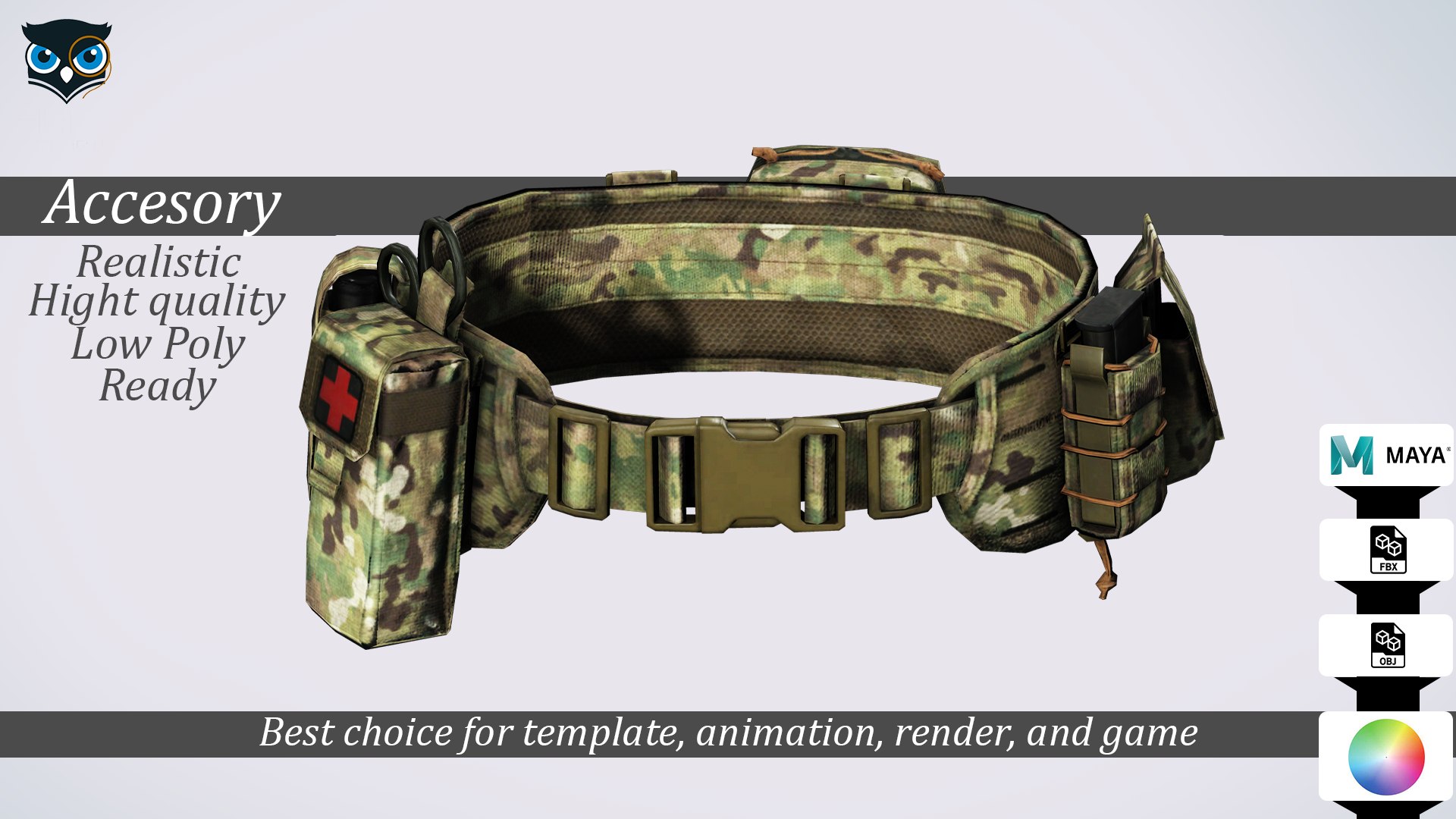 3D Tactical Camo Combat Belt - Game Ready 3D Model Model - TurboSquid ...