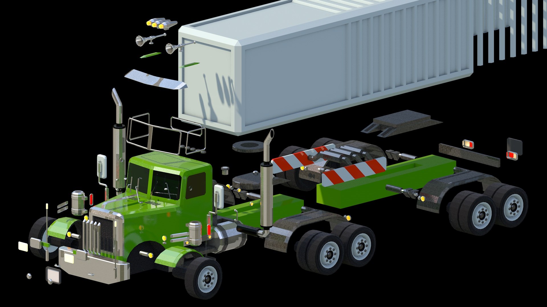 American Container Truck Model Model - TurboSquid 2155006