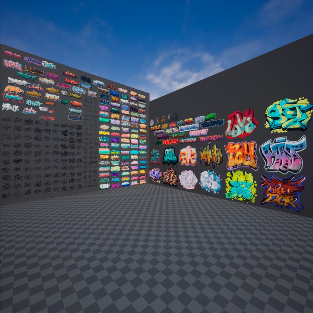 Graffiti Pack Decals 5 In 1 For UE4 And Unity 3D - TurboSquid 1925863