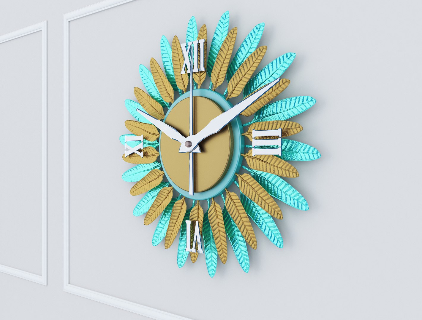 Decorative Metal Clock Plants With Gold M9 3D Model - TurboSquid 1925253