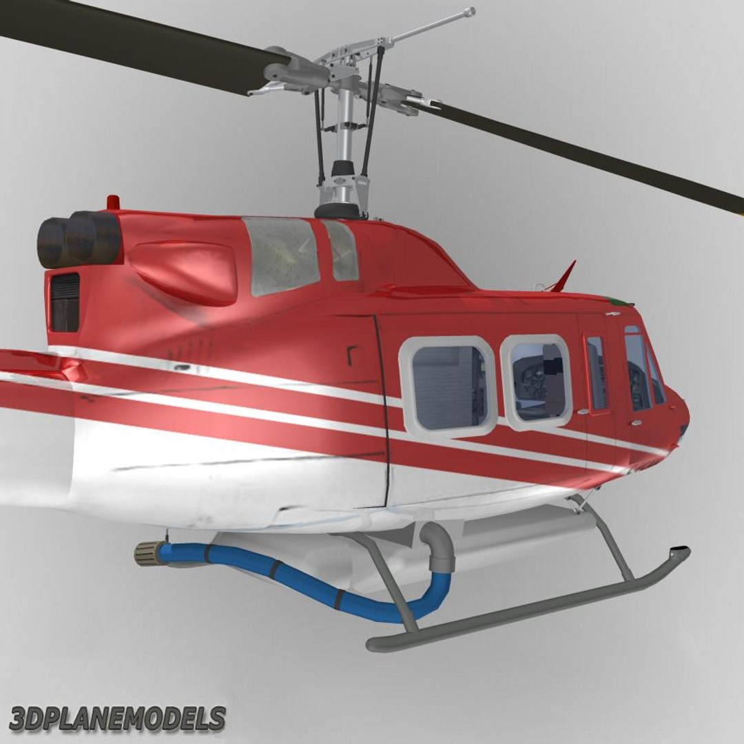 Bell 212 Huey Helicopter 3d Model