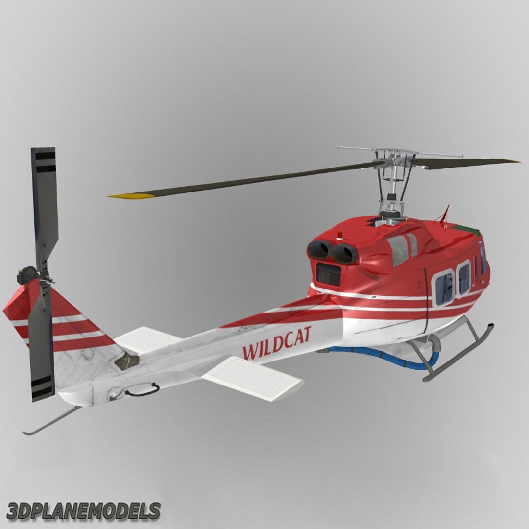 Bell 212 Huey Helicopter 3d Model