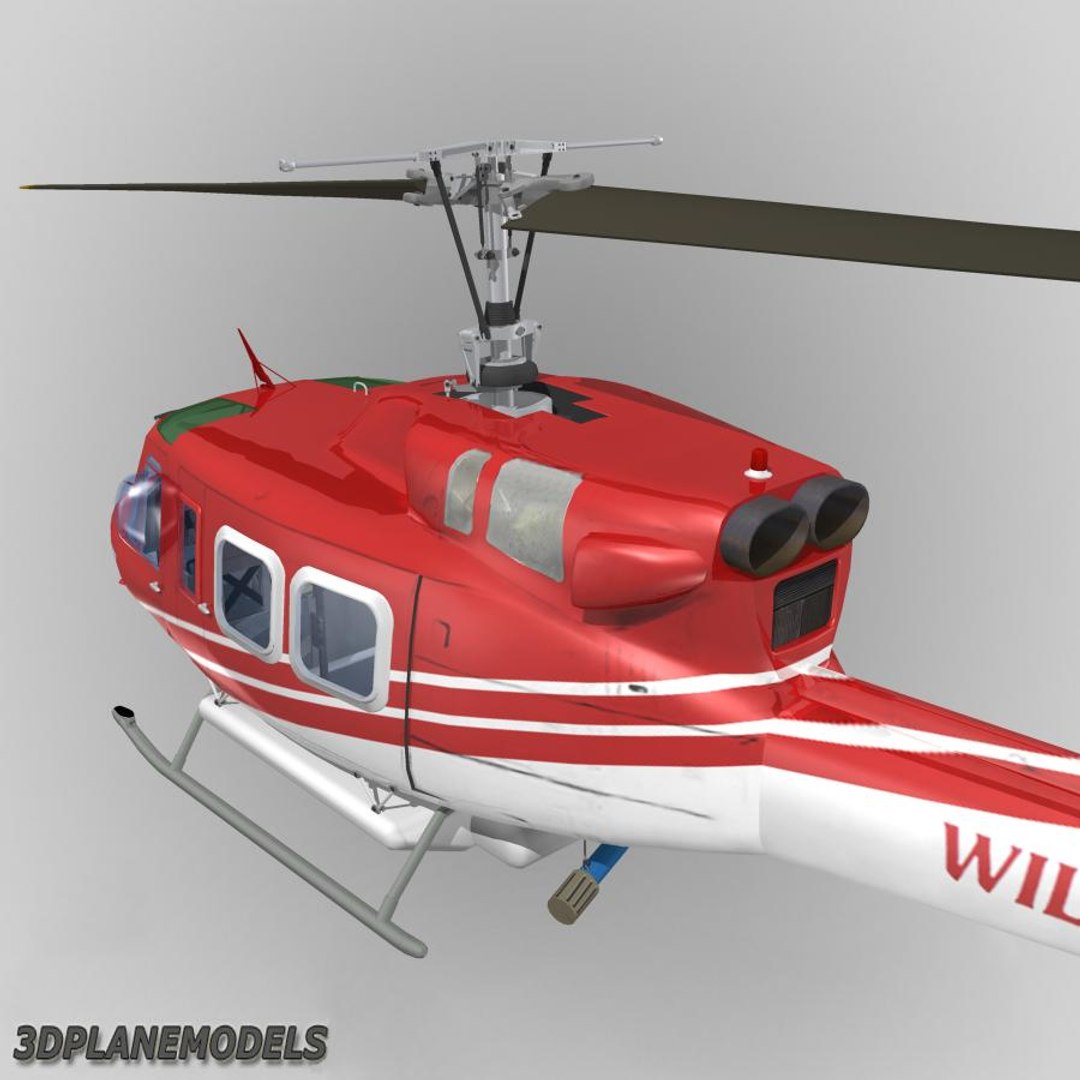 Bell 212 Huey Helicopter 3d Model