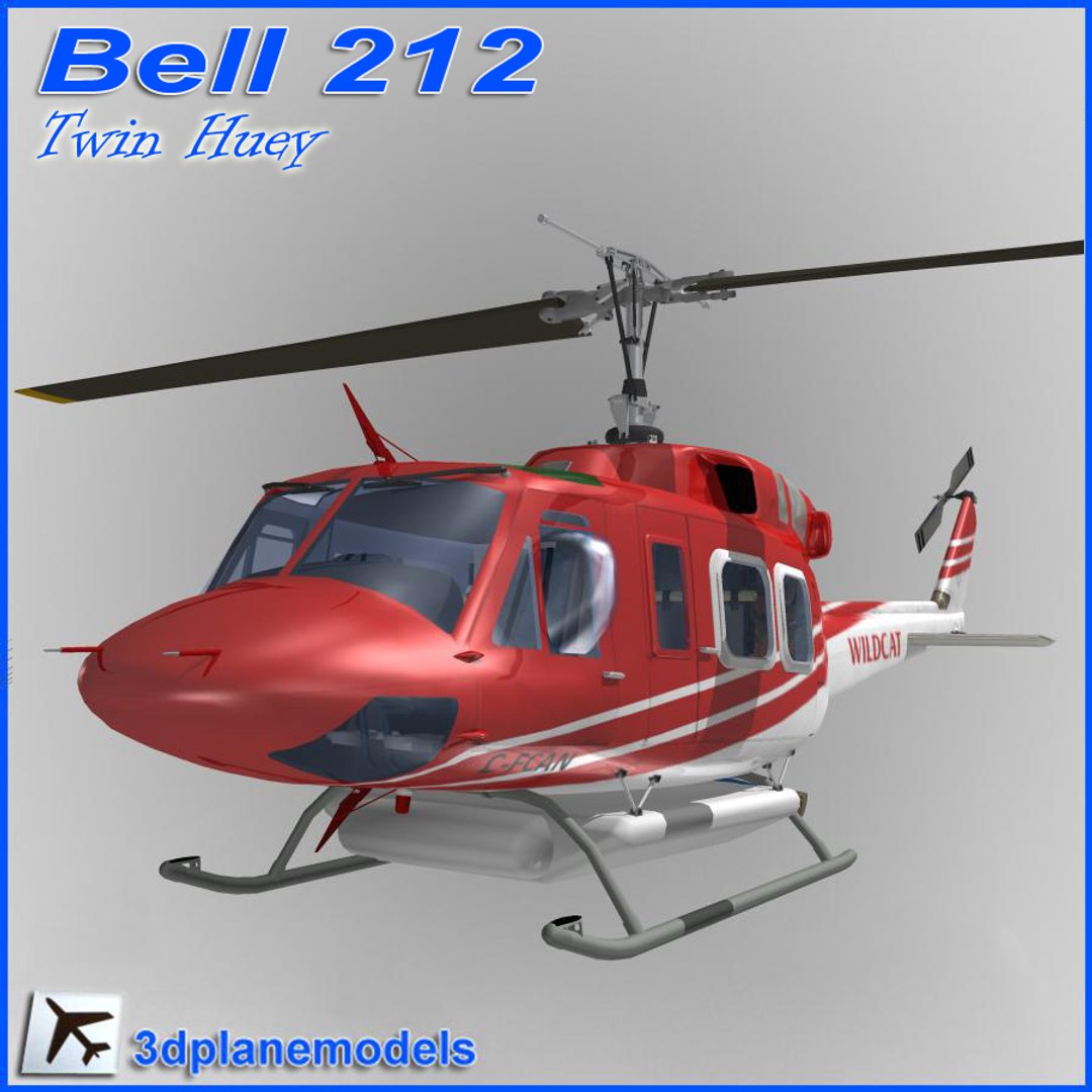 Bell 212 Huey Helicopter 3d Model