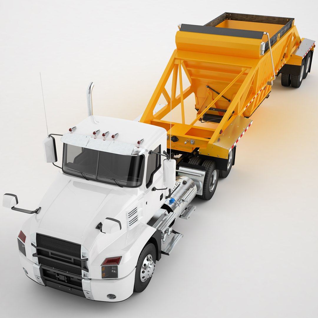 3D Model Generic Semi Truck Belly Dump Trailer 02 - TurboSquid 2064447