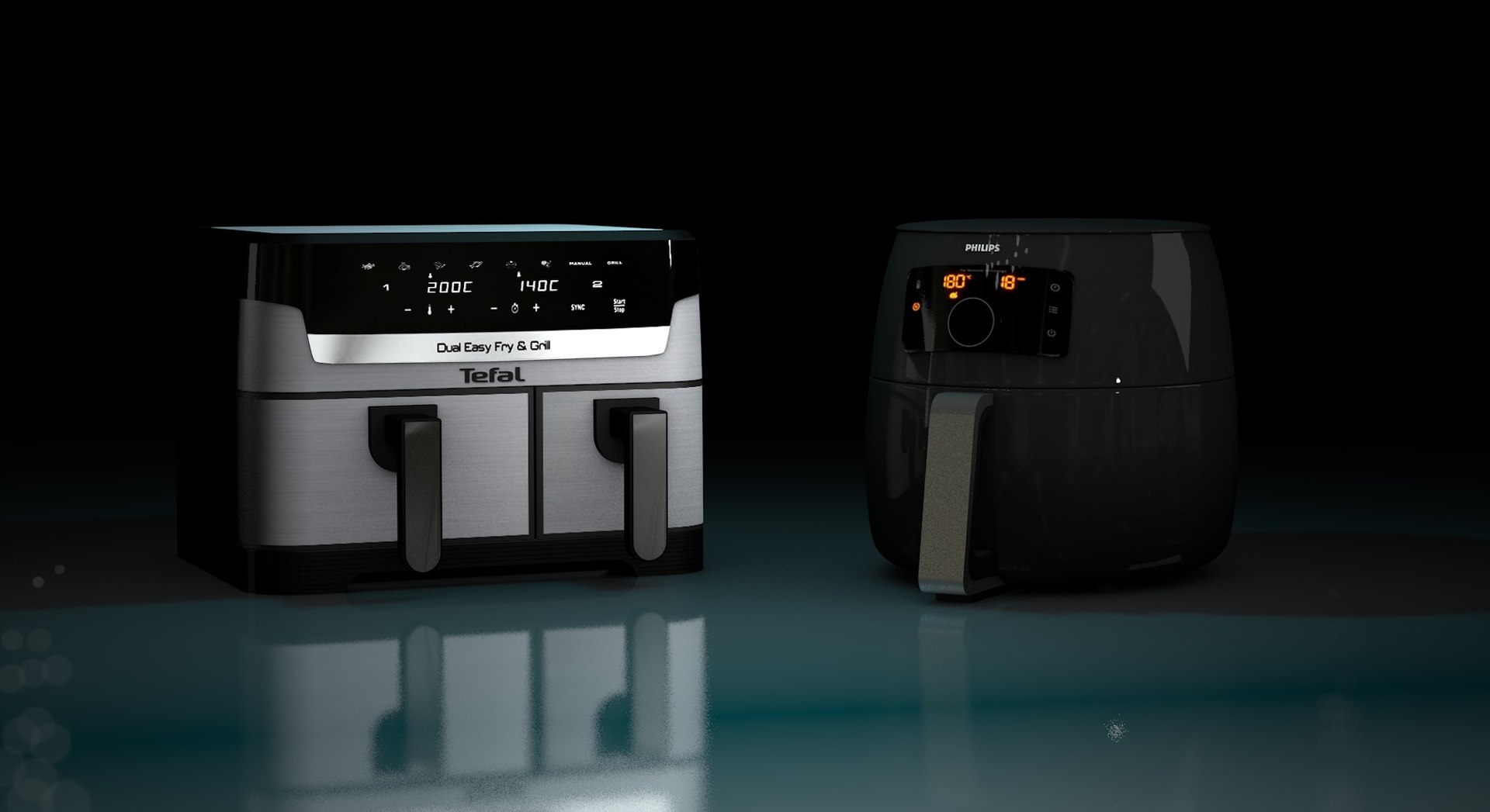 3D Philips And Tefal Air Fryer Collection - Realistic 3D Models For Product Visualization ...