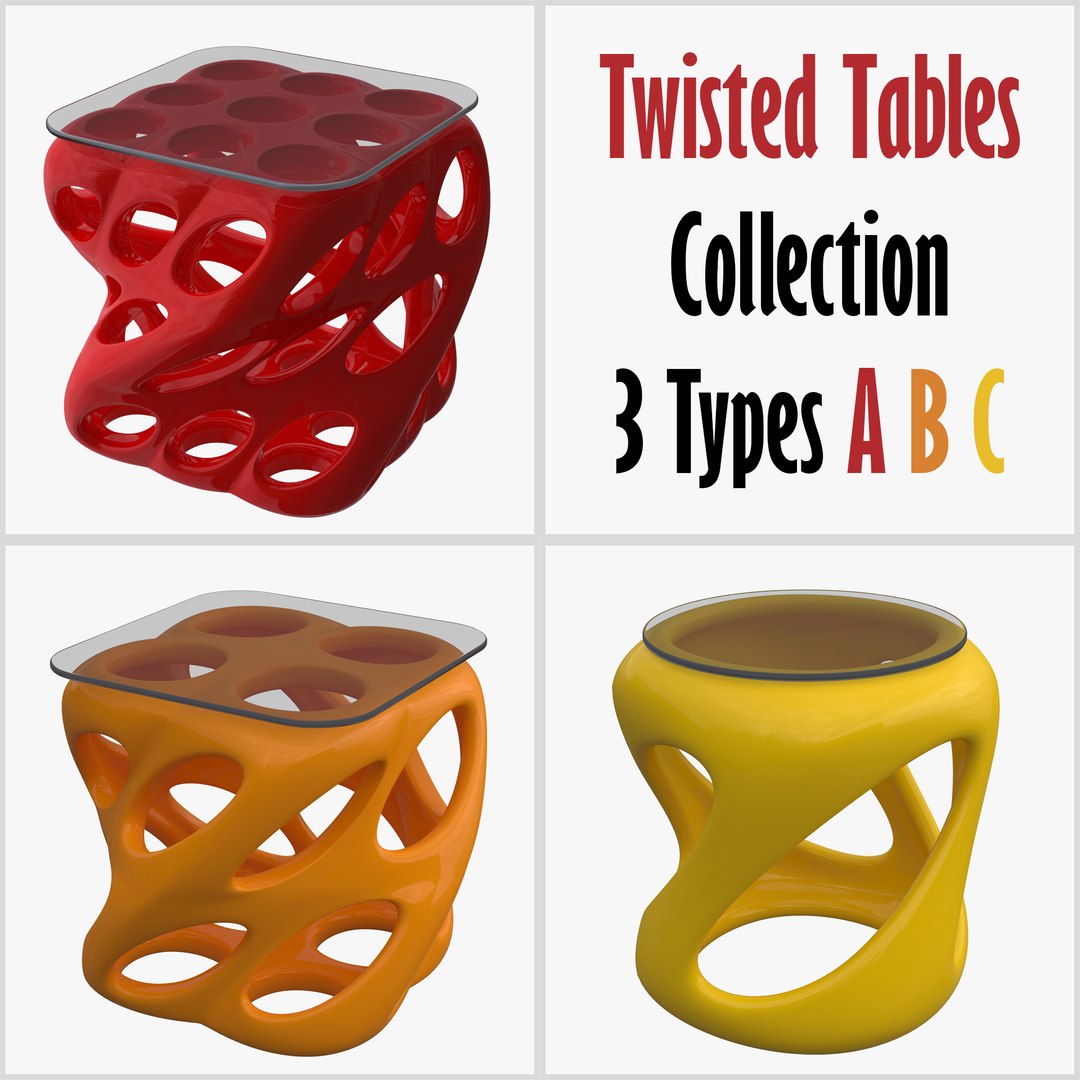 Twisted Tables Collection 3 Types A B C 3D Model - TurboSquid 2350996