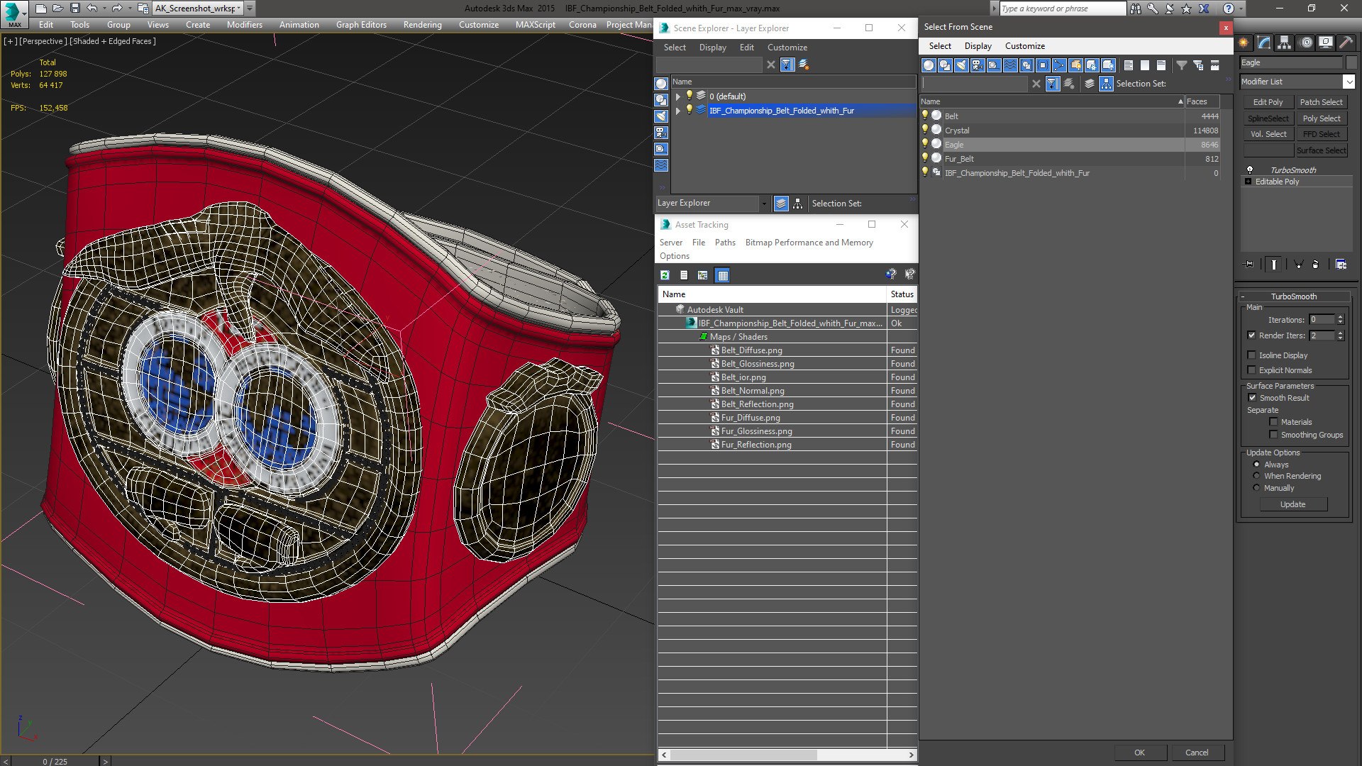 IBF Championship Belt Folded Whith Fur 3D Model - TurboSquid 2121164