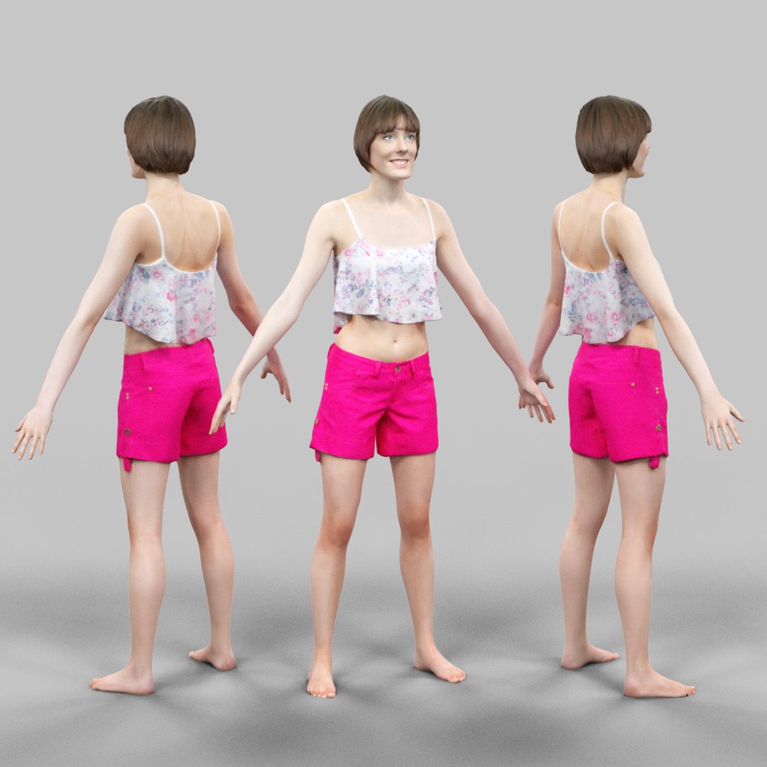 Fbx Girl Pink Short A-pose
