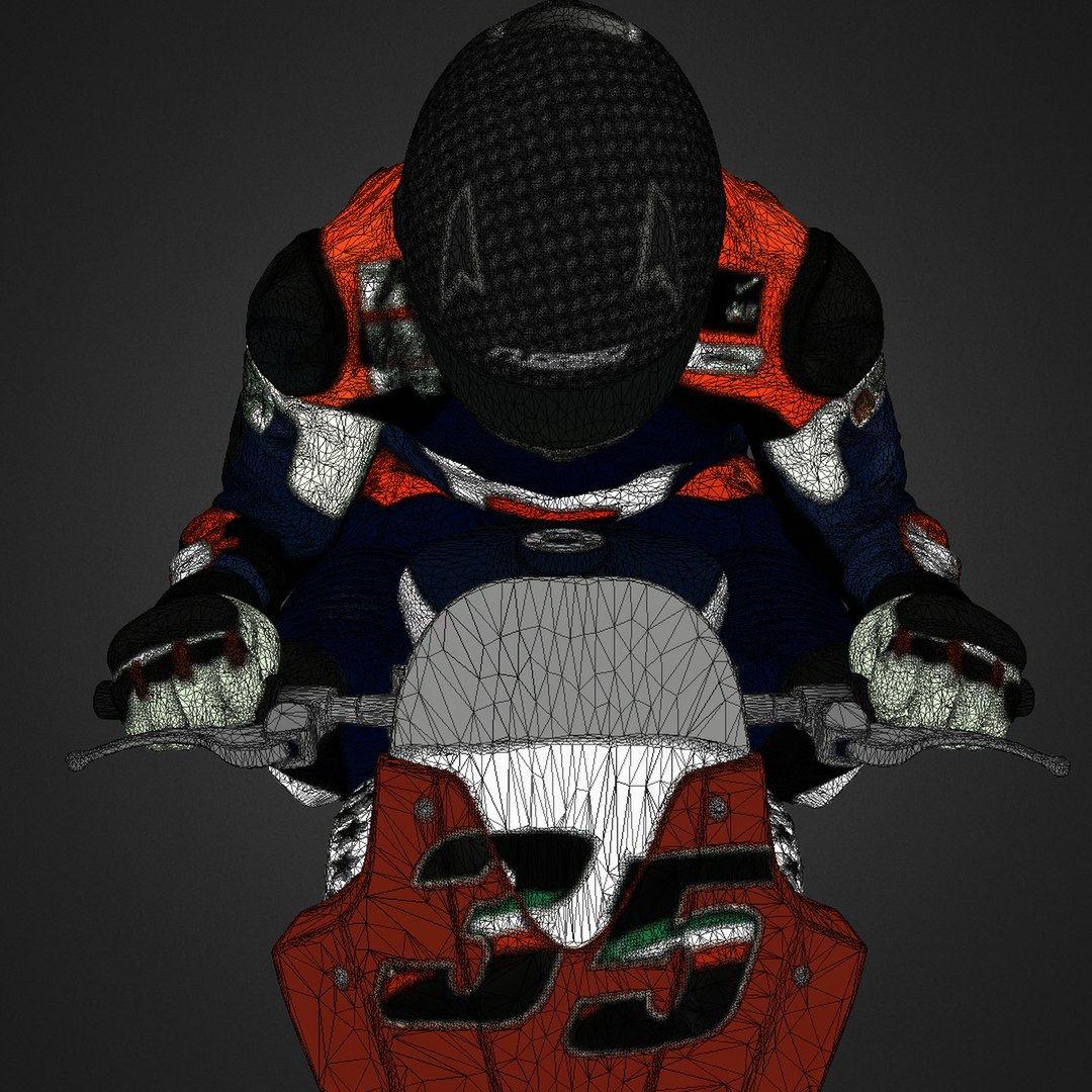 3d Model Of Racing Motorbike Driver